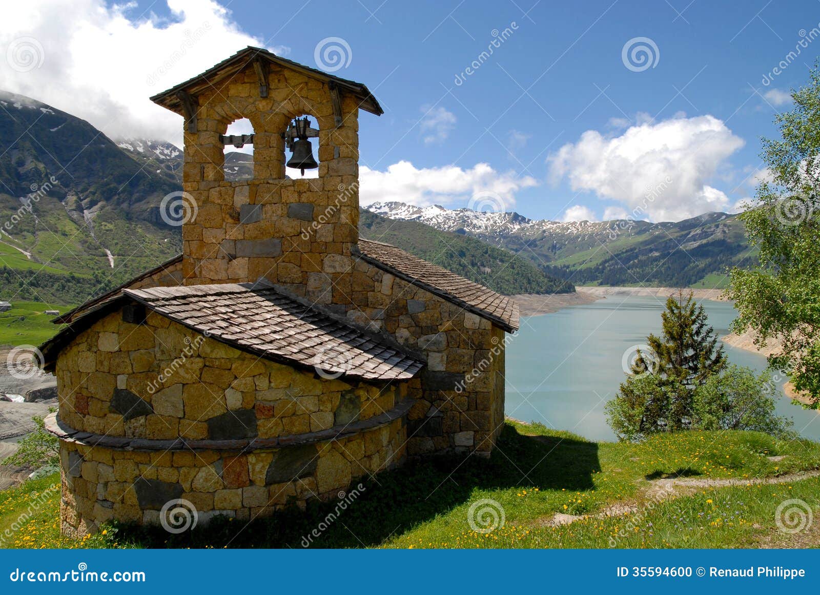 Chapel in the mountains stock photo. Image of lake, rest - 35594600