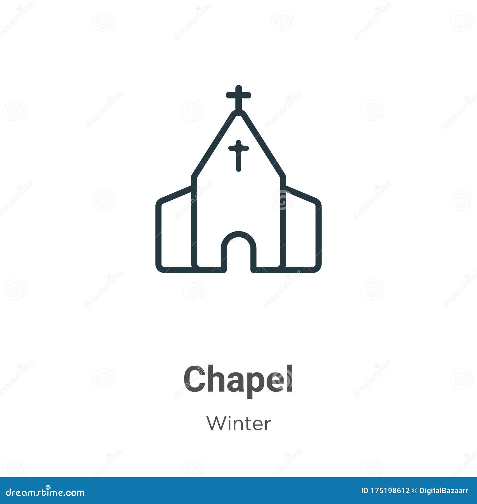 Chapel Outline Vector Icon. Thin Line Black Chapel Icon, Flat Vector ...