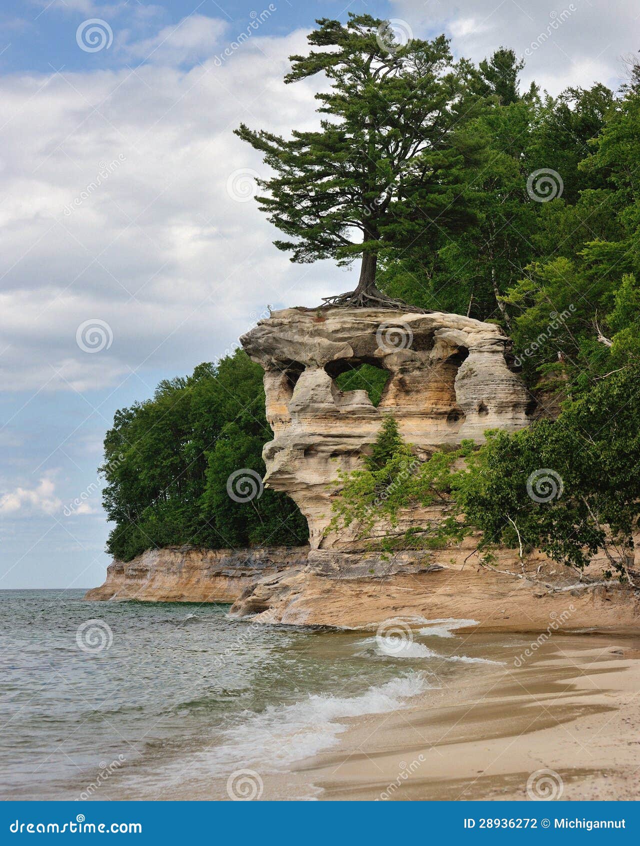 Chapel Rock Pictured Rocks Michigan Stock Photo - Image of michigan ...