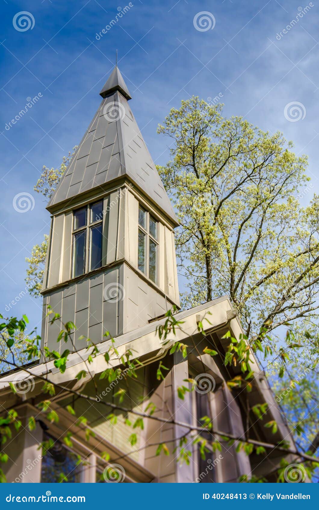 Chapel Steeple in Springtime Stock Image - Image of steeple ...