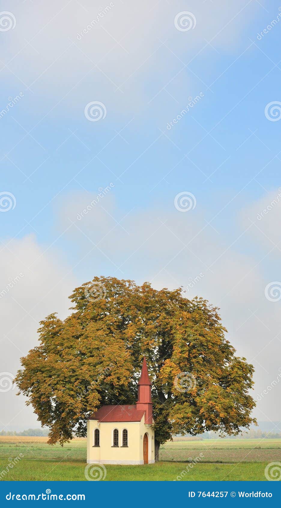 Chapel under tree stock image. Image of fall, copy, church - 7644257