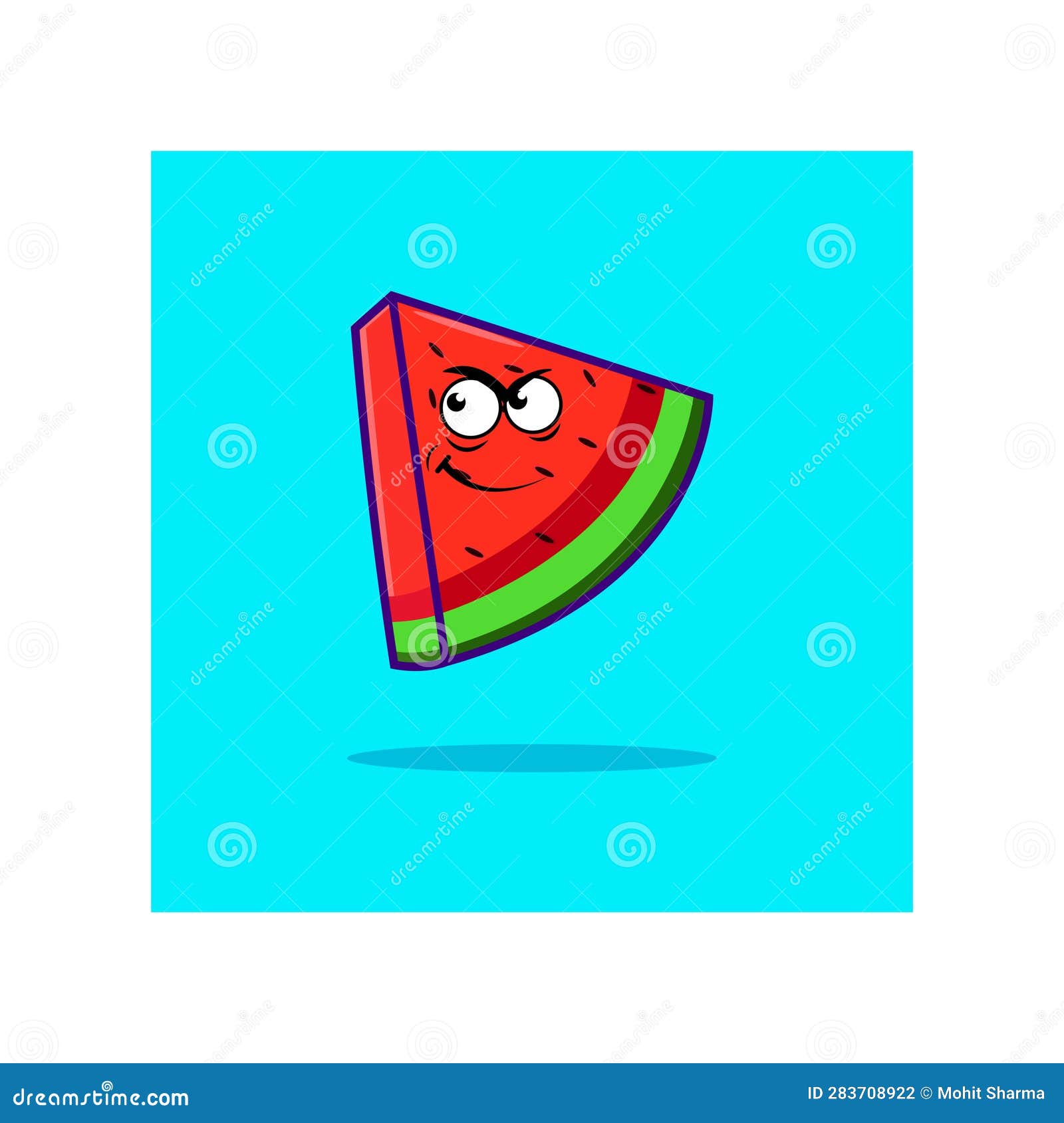 Vector Illustration Artwork Icon Of Watermelon Slice With Face ...