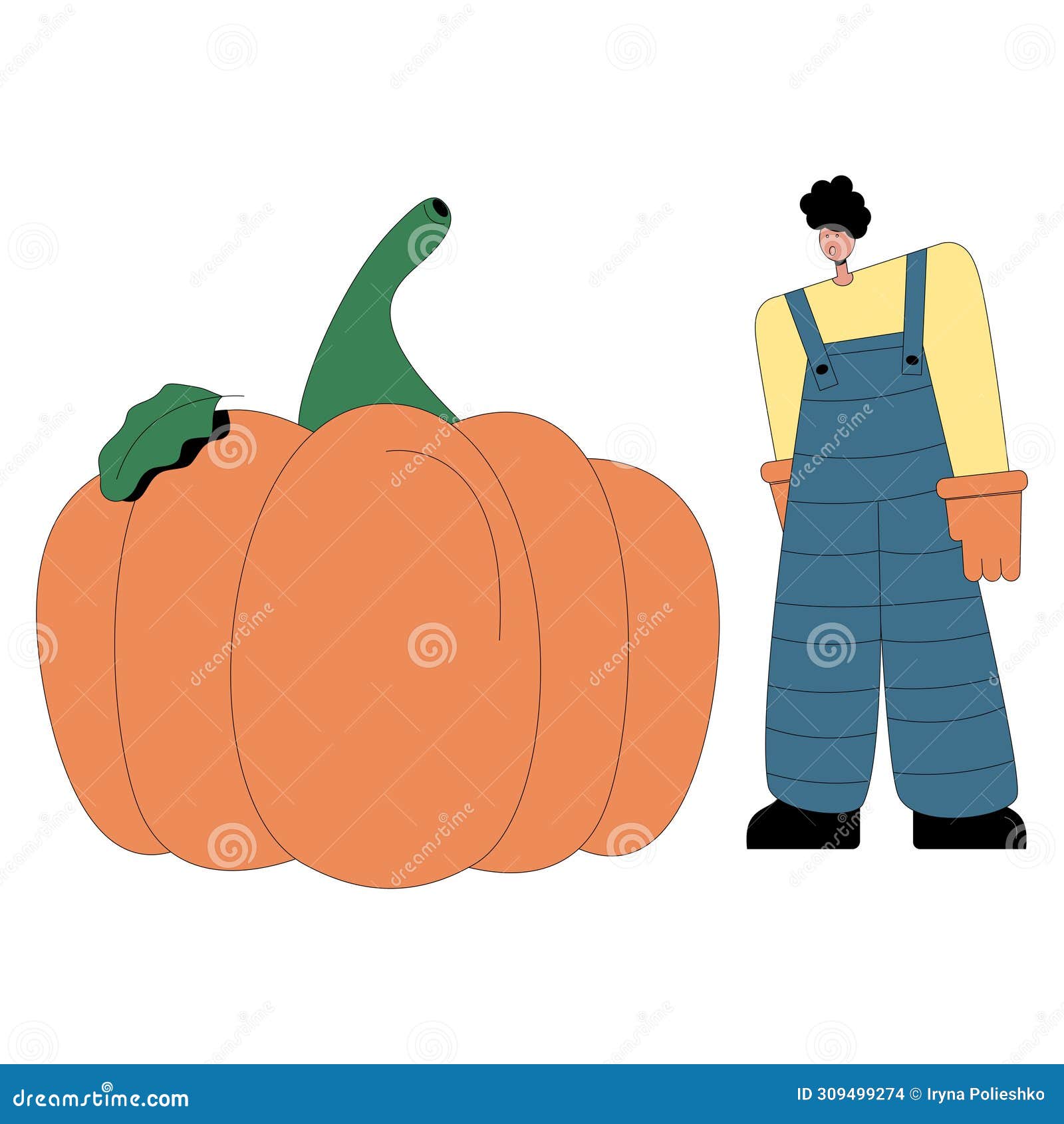 Gardener Working Pumpkin Halloween Flat Vector Isolated Illustration ...