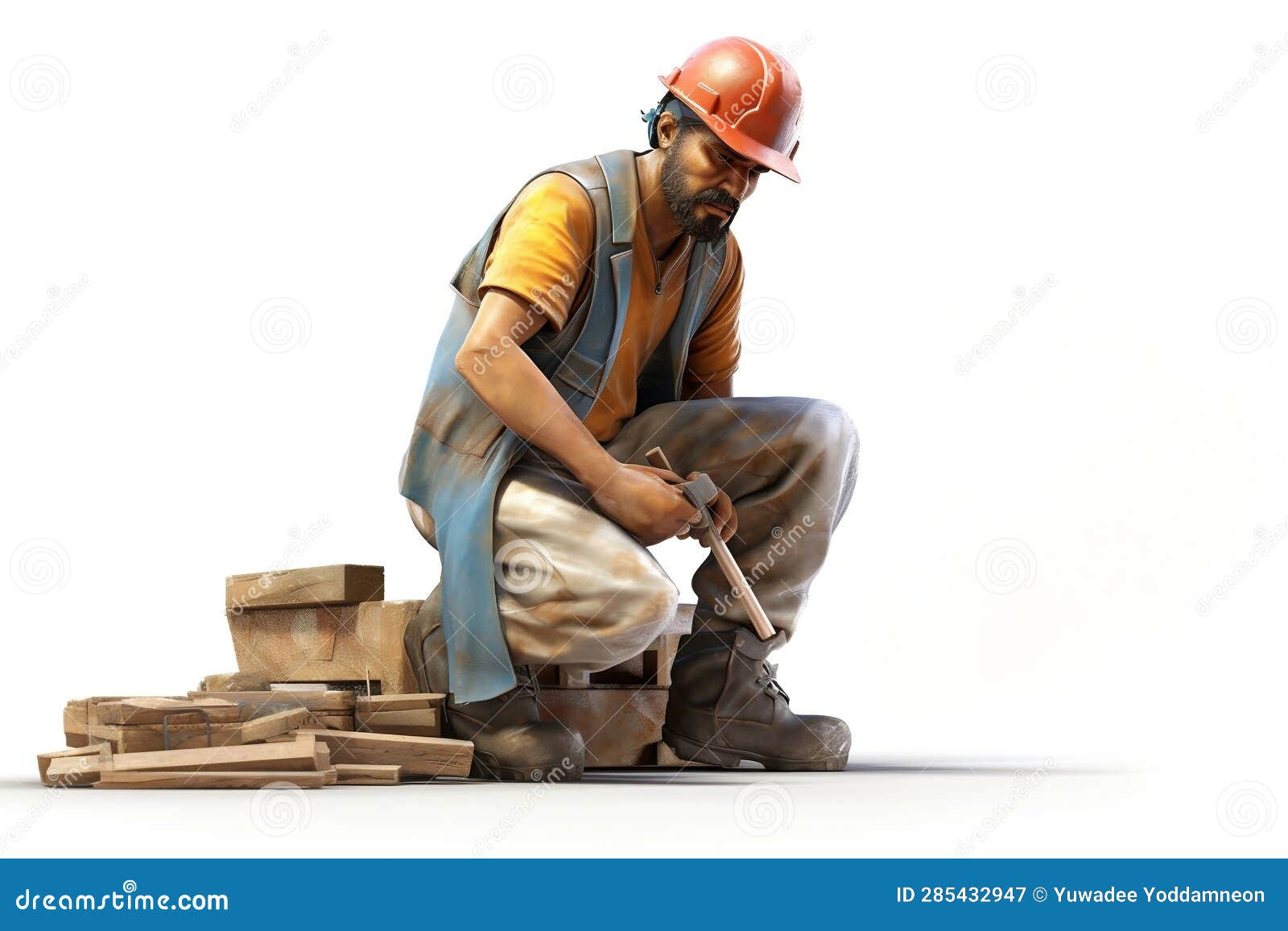 Character 3D Image Laborer on International Labor Day White Background ...