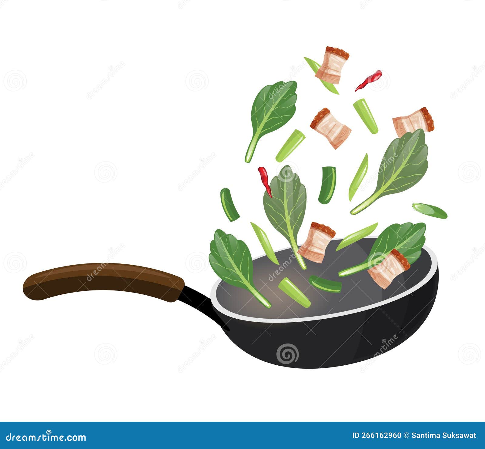 Stir Fry Fresh Vegetables with Pepper in a Pan Stock Vector ...
