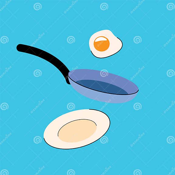Pan with Fried Egg Cooking Cartoon Vector Illustration Stock Vector ...