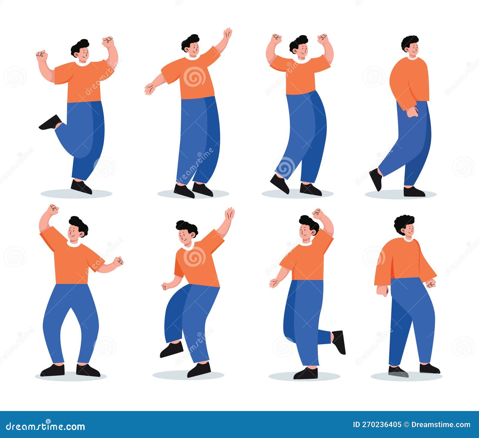 Set of Character People Various Movements Vector Illustration Stock ...