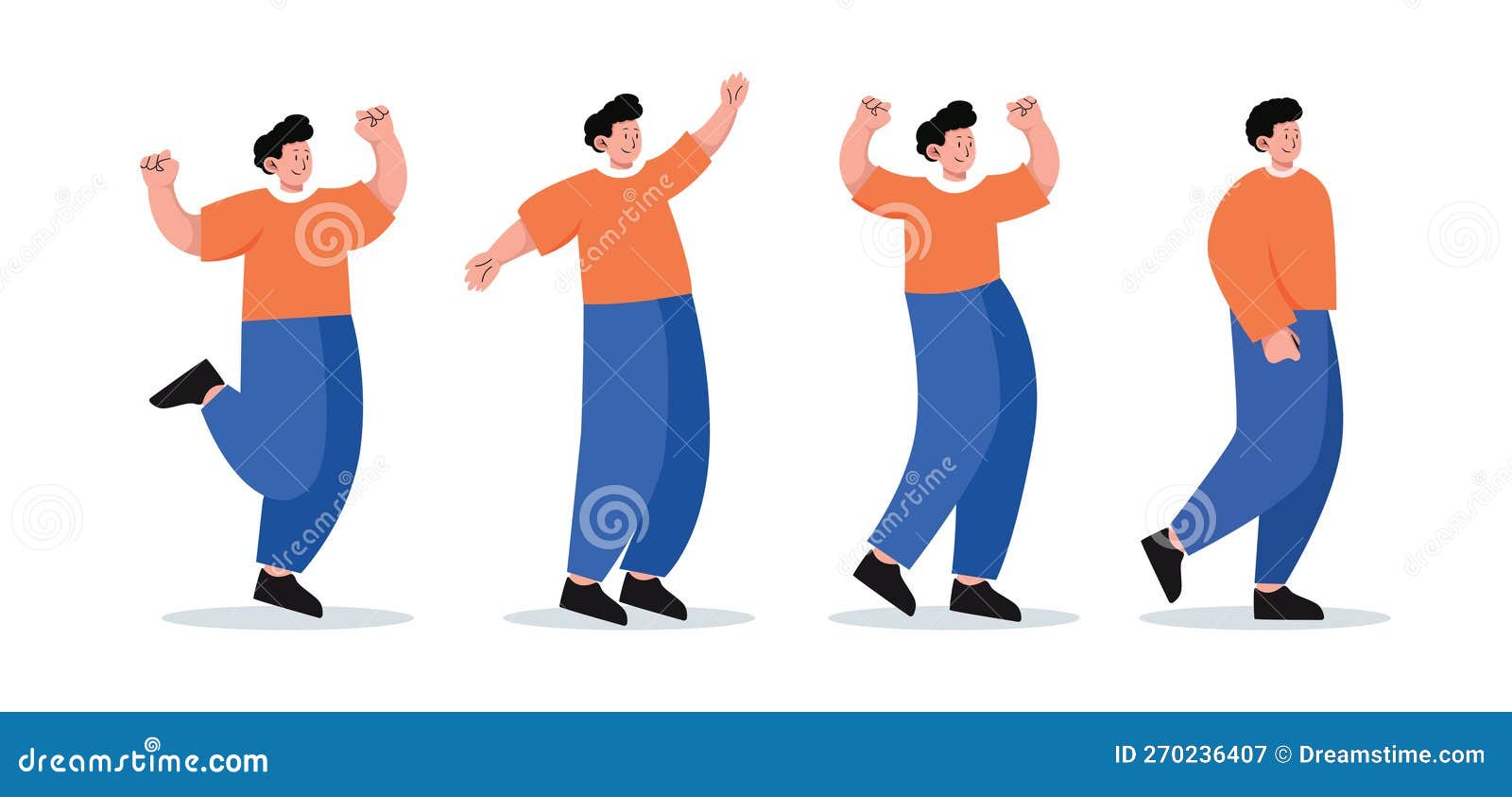 Set of Character People Various Movements Vector Illustration Stock ...