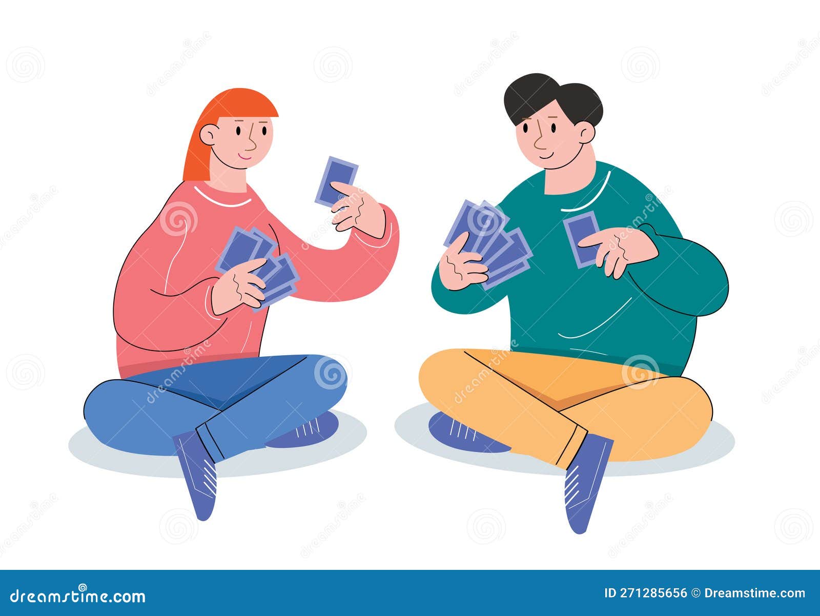 Hobby Character People Playing Cards Vector Illustration Stock Vector ...