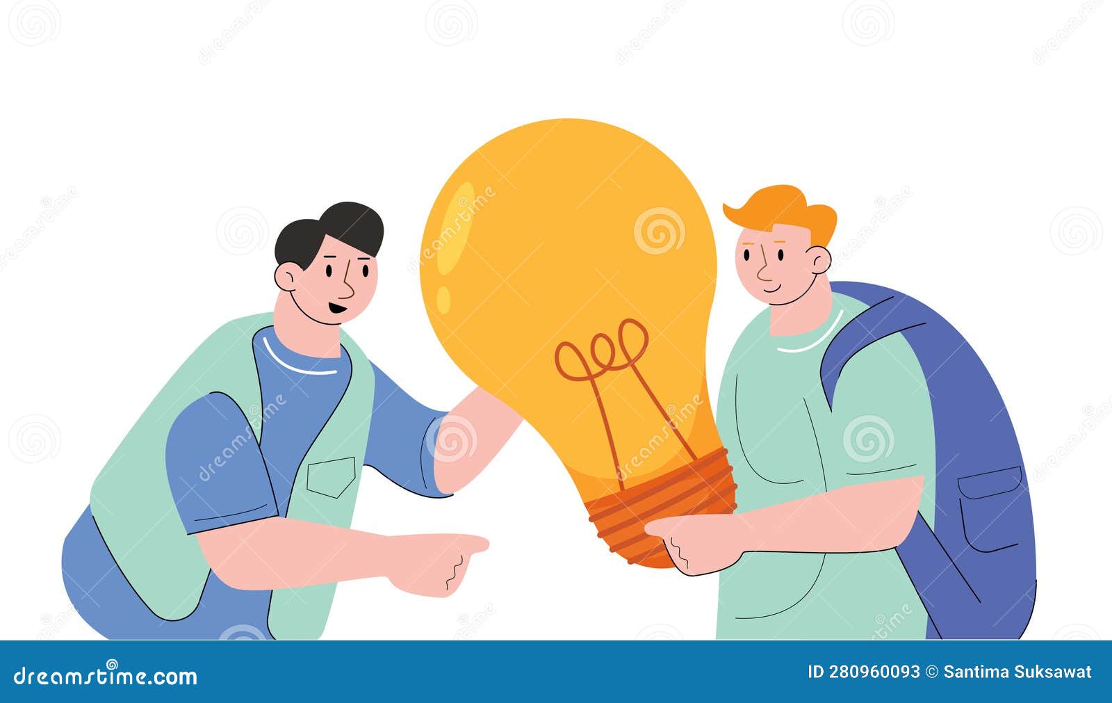 People Holding Light Bulbs Cartoon Character Vector Illustration Stock ...