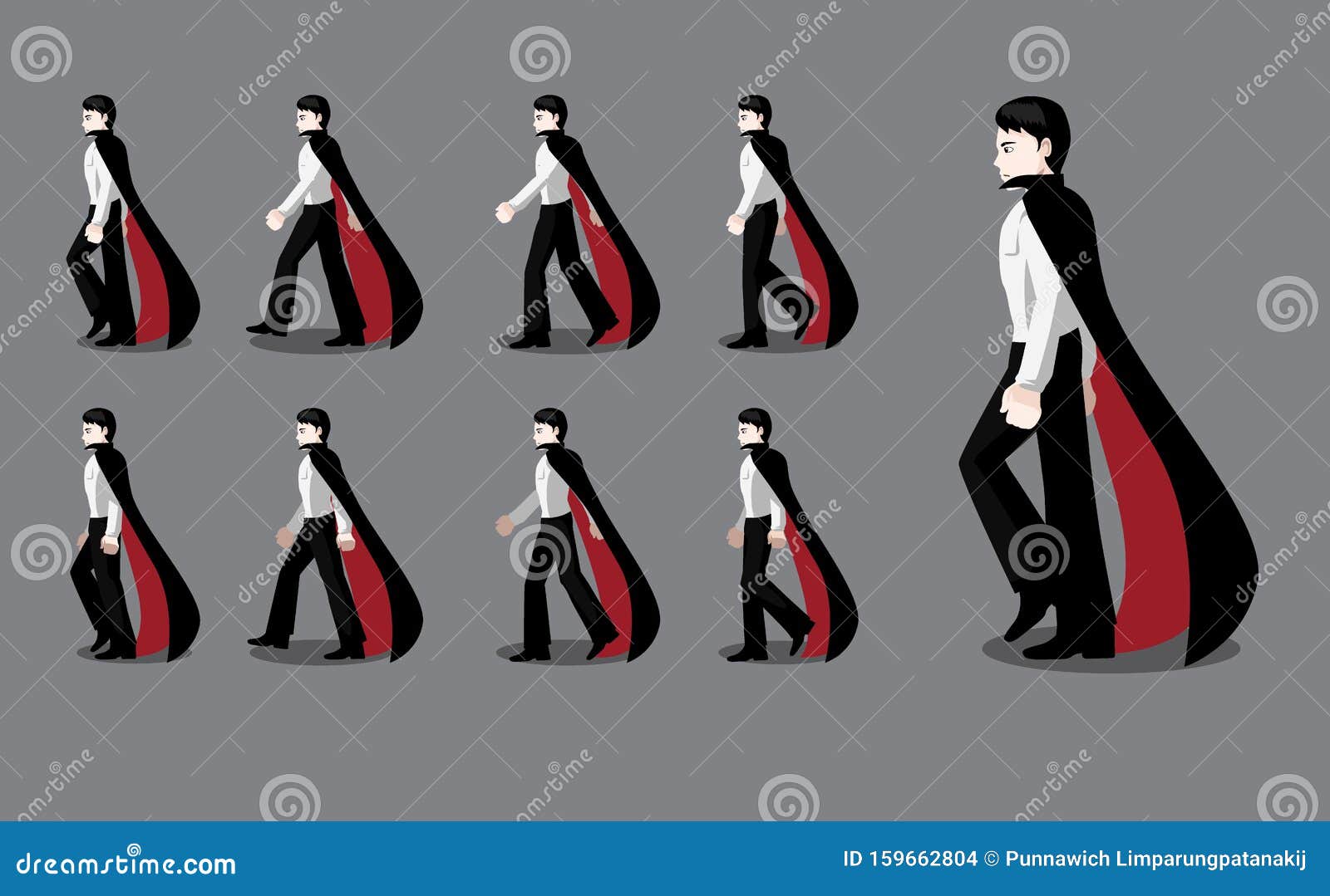 Dracula Manga Cartoon Animation Frame Walking Vector Stock Vector ...
