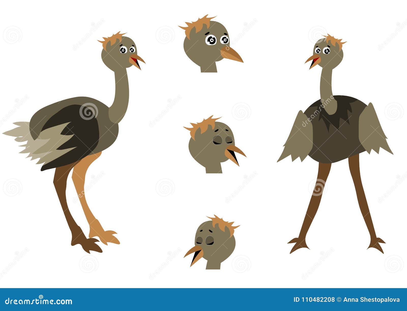 Character Animation Ostrich, Vector Illustration Stock Vector ...