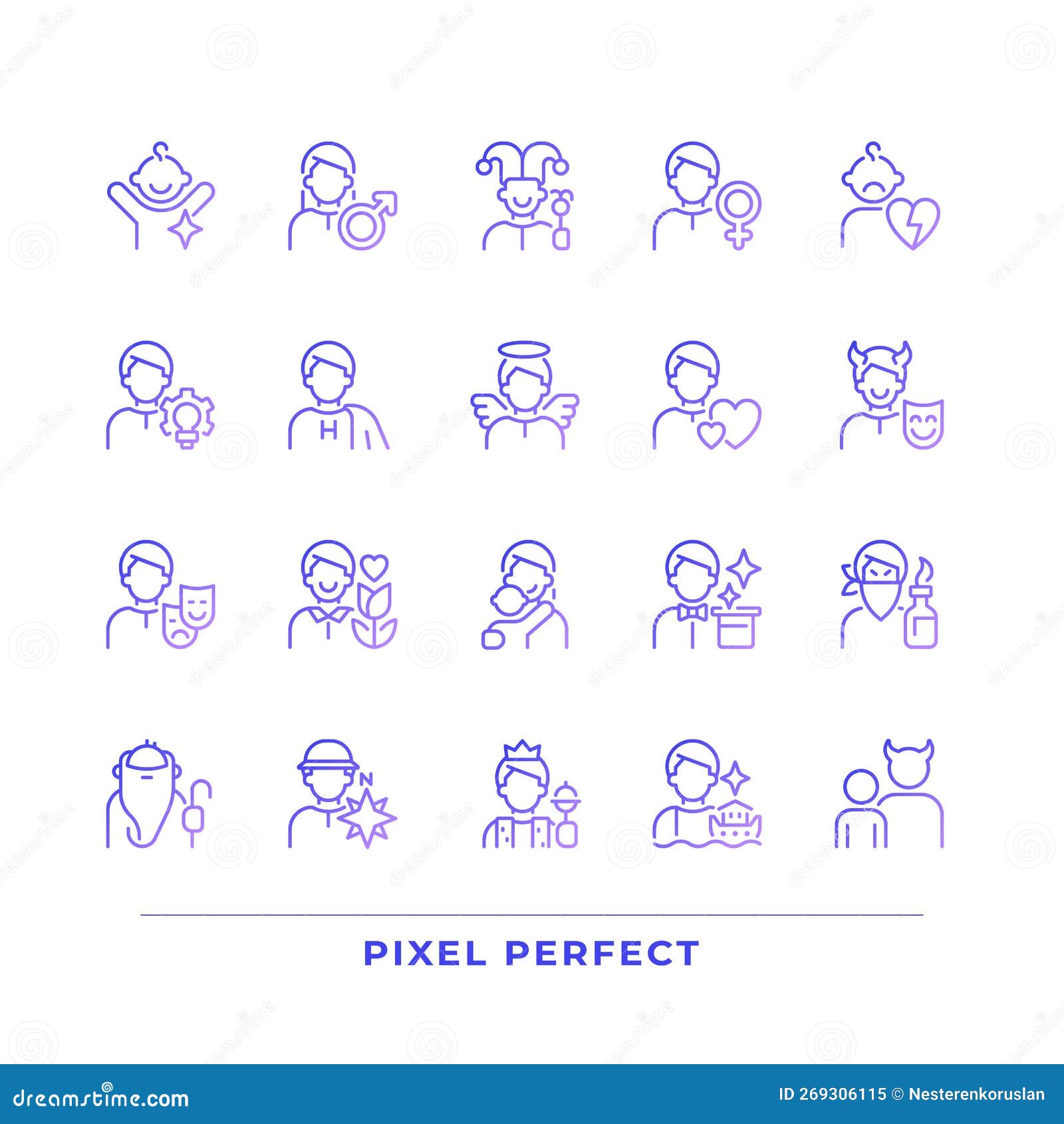 Character Archetypes Pixel Perfect Gradient Linear Vector Icons Set ... Character Archetypes Pixel Perfect Gradient Linear Vector Icons Set ...