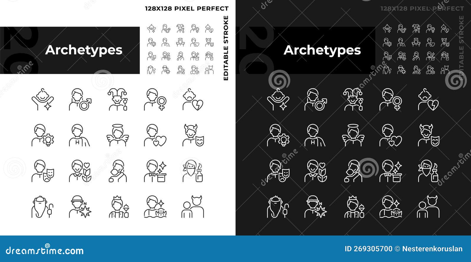 Character Archetypes Pixel Perfect Gradient Linear Vector Icons Set ... Character Archetypes Pixel Perfect Gradient Linear Vector Icons Set ...