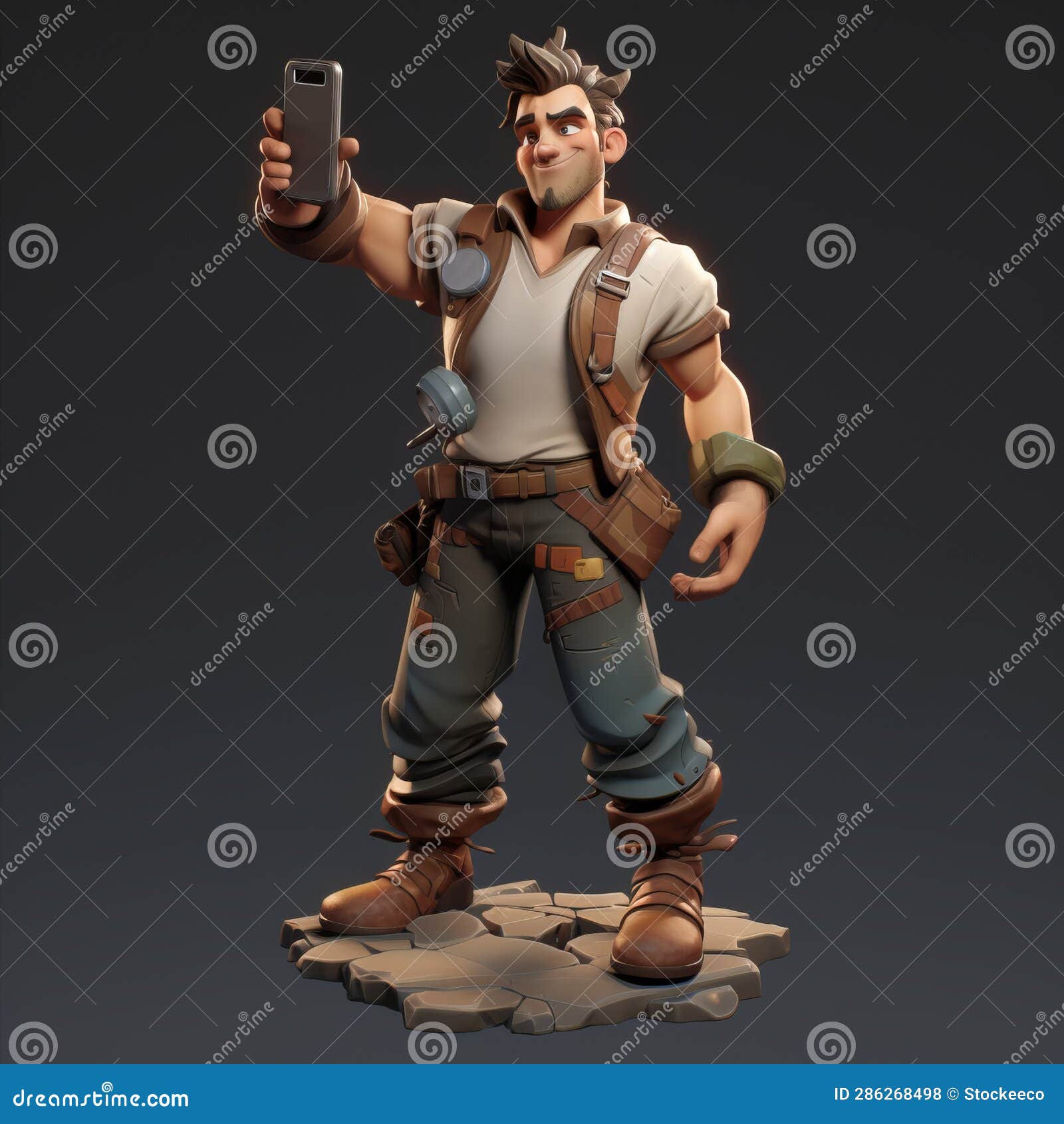 Game Character Capturing a Moment with a Cell Phone Stock Illustration ...