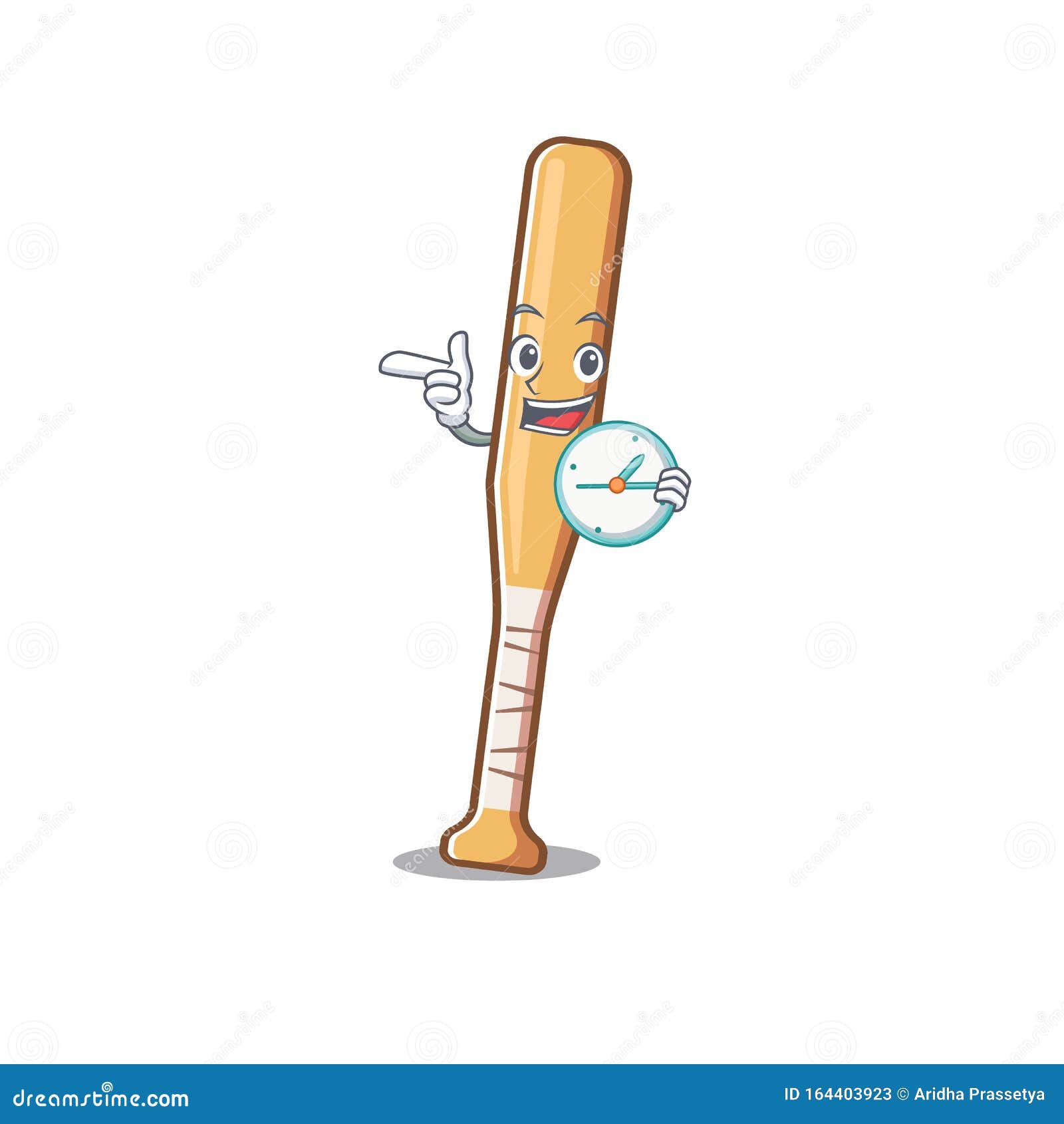 Character Baseball Bat in Cartoon with Bring Clock Shape Stock Vector ...