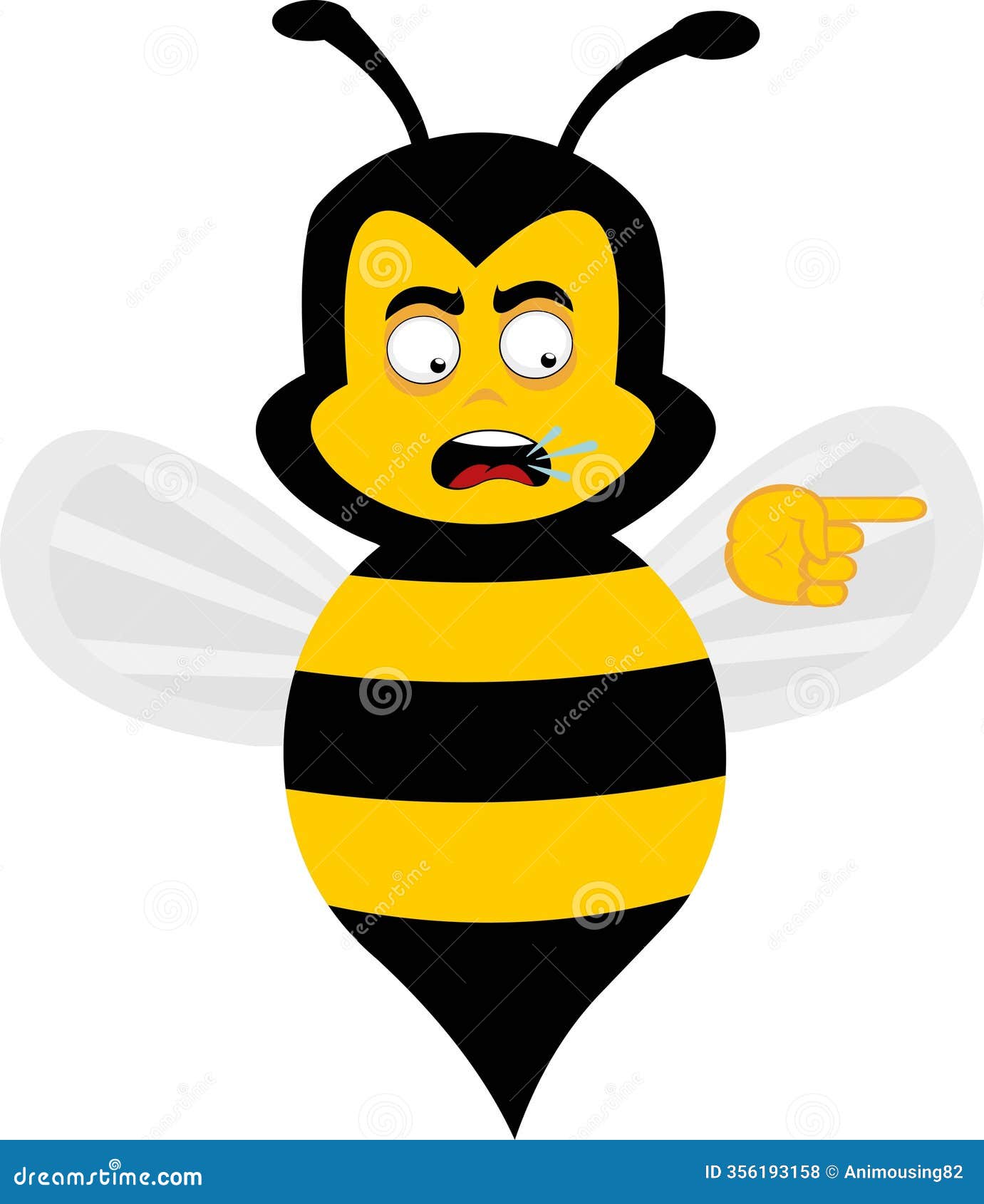 Character Bee Bug Cartoon Index Finger Hand Accuse and Denouncing Stock ...