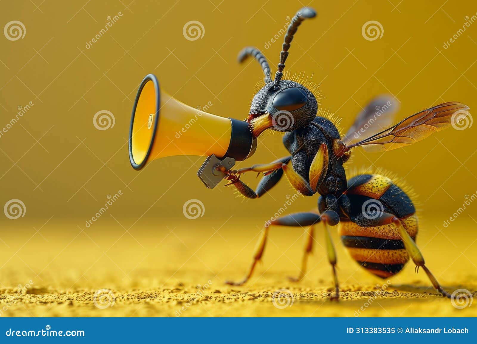 The Character of a Bee Speaking through a Megaphone Stock Image - Image ...