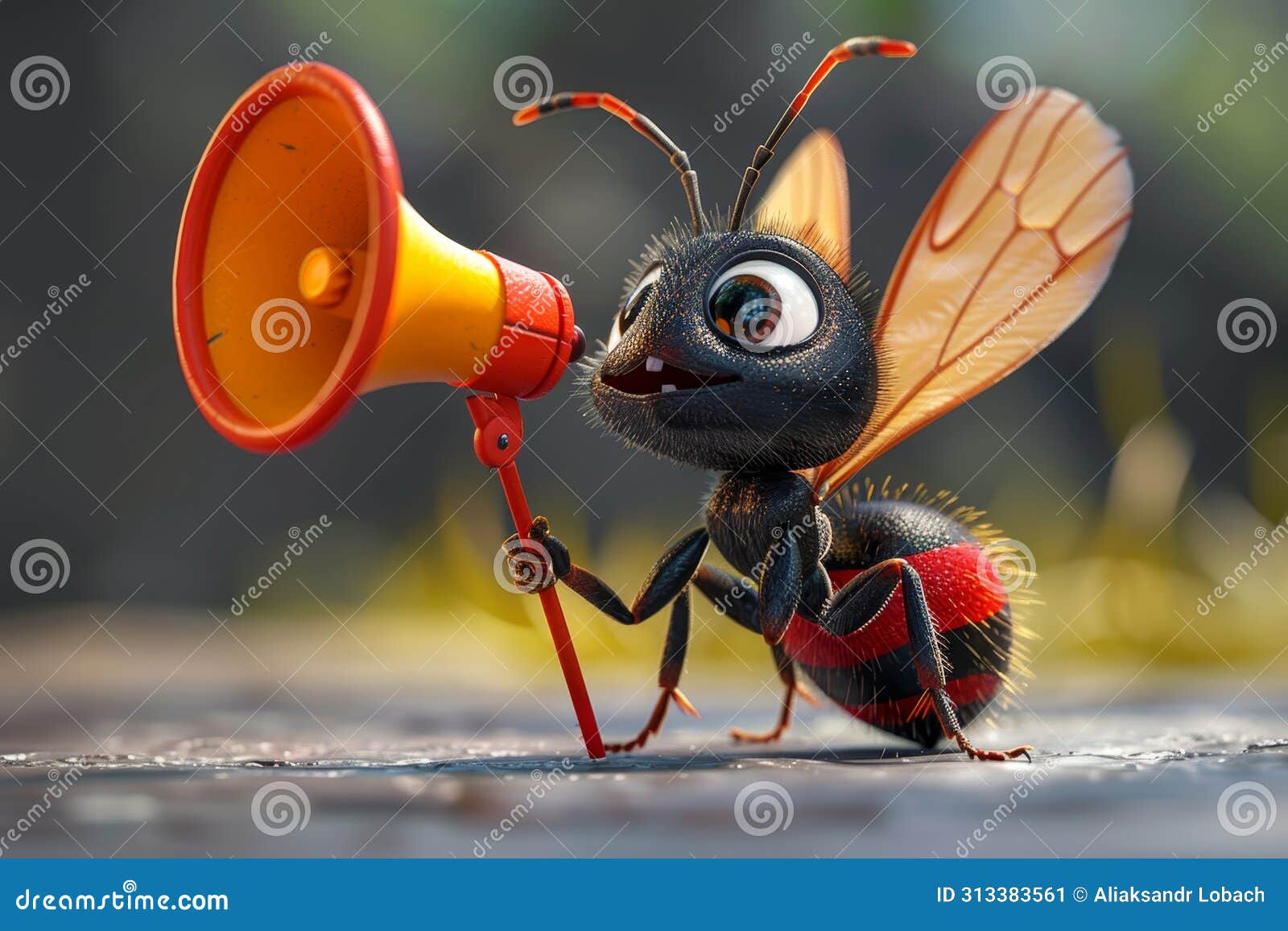 The Character of a Bee Speaking through a Megaphone Stock Image - Image ...