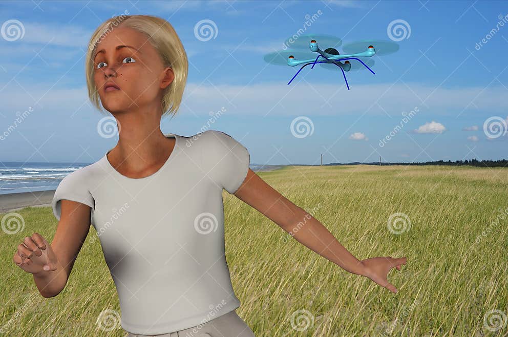 Character Being Chased by a Drone Stock Image - Image of flying ...
