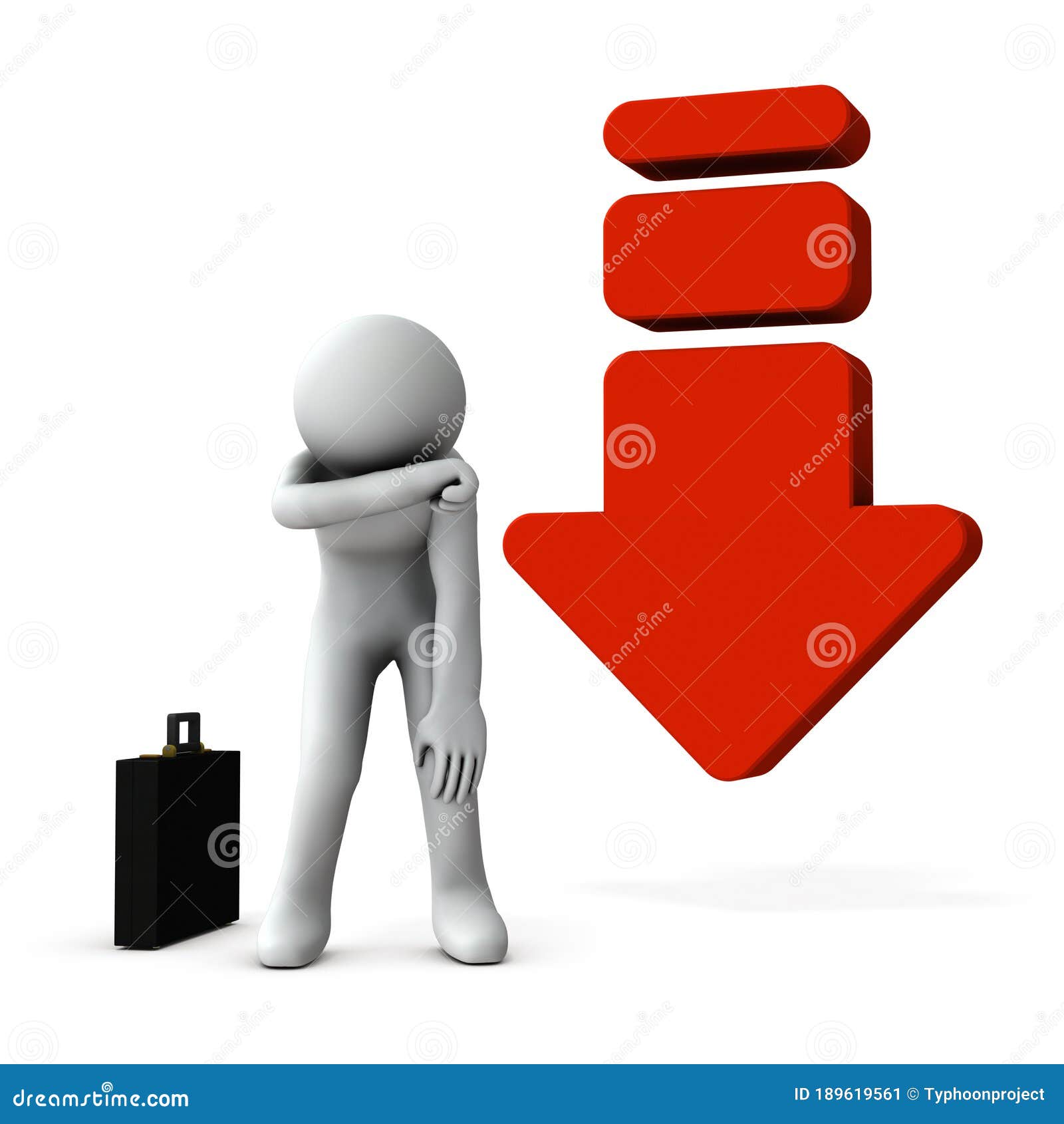 Character with Big Down Arrow. Stock Illustration - Illustration of ...
