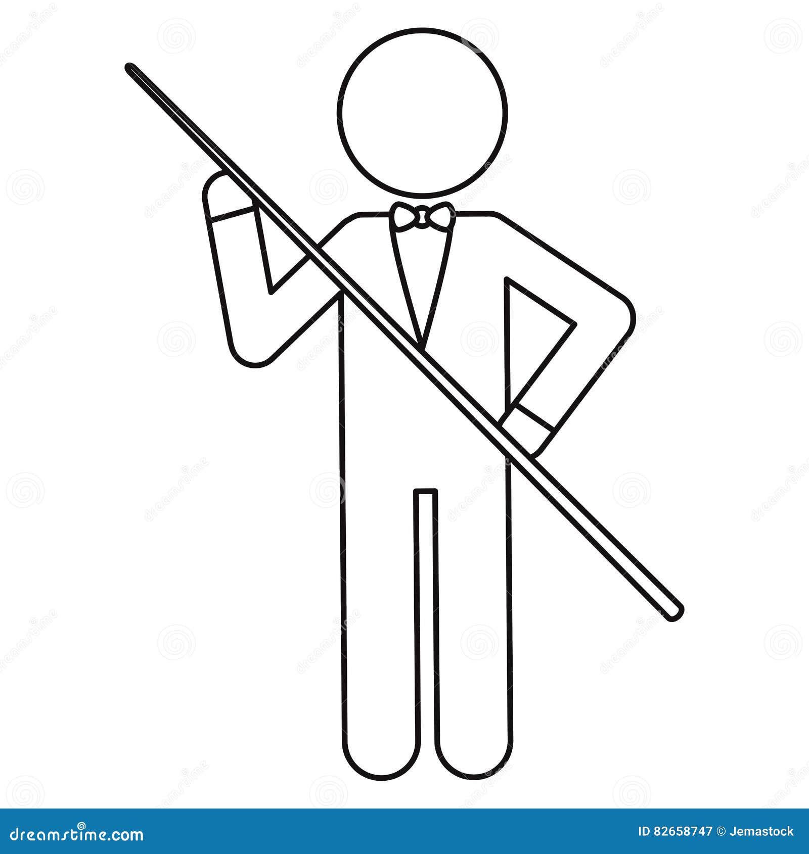 Billiard Player With Cue And Ball Silhouette Isolated On White Cartoon ...