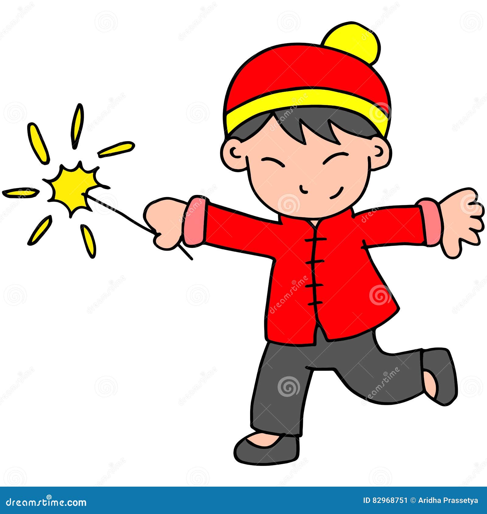 Character of Boy with Fireworks Stock Vector - Illustration of vector ...