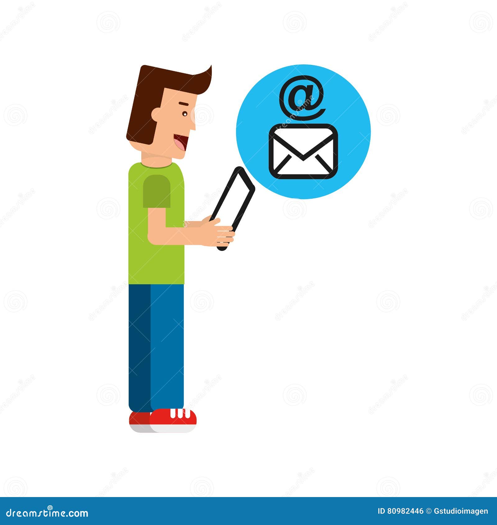 Character Boy with Tablet Email Mail Stock Vector - Illustration of ...