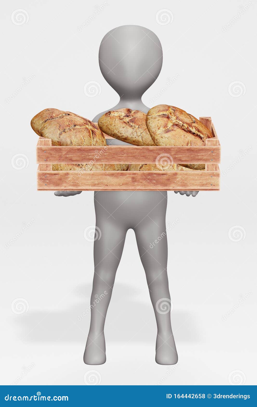 Character with Bread on Box Stock Illustration - Illustration of render ...