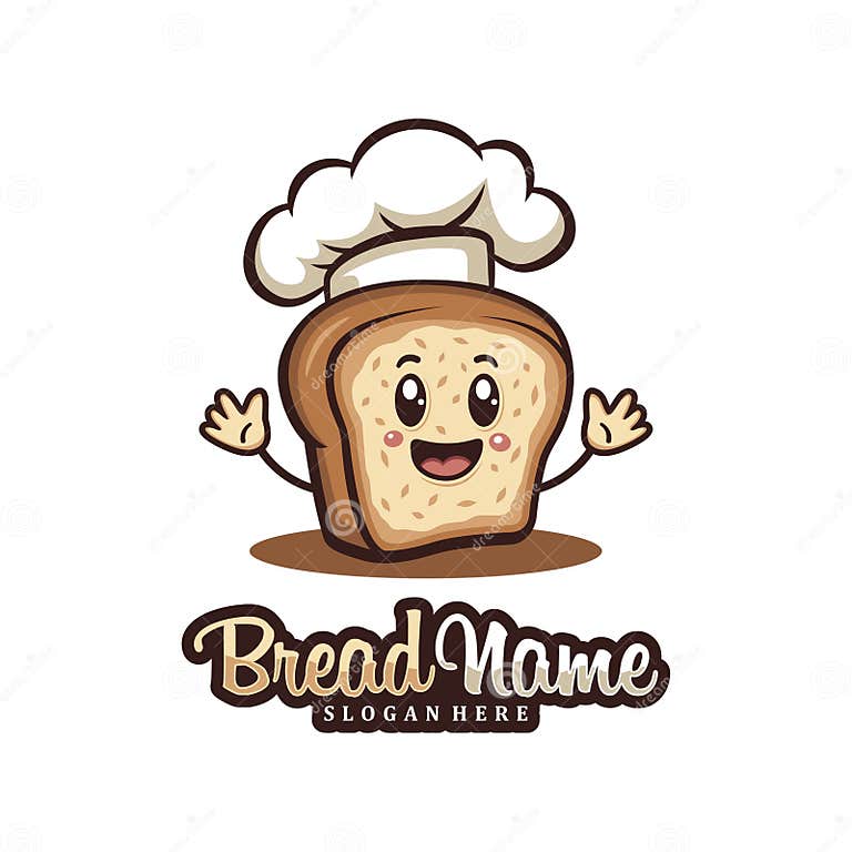 Character Bread with Chef Hat Logo Design Concept Vector. Creative ...