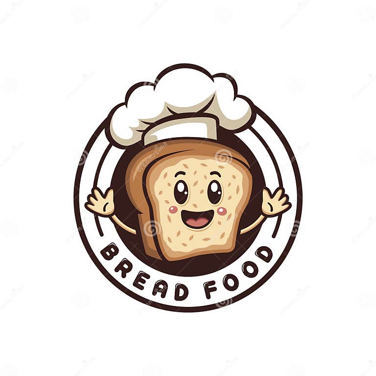 Character Bread with Chef Hat Logo Design Concept Vector. Creative ...