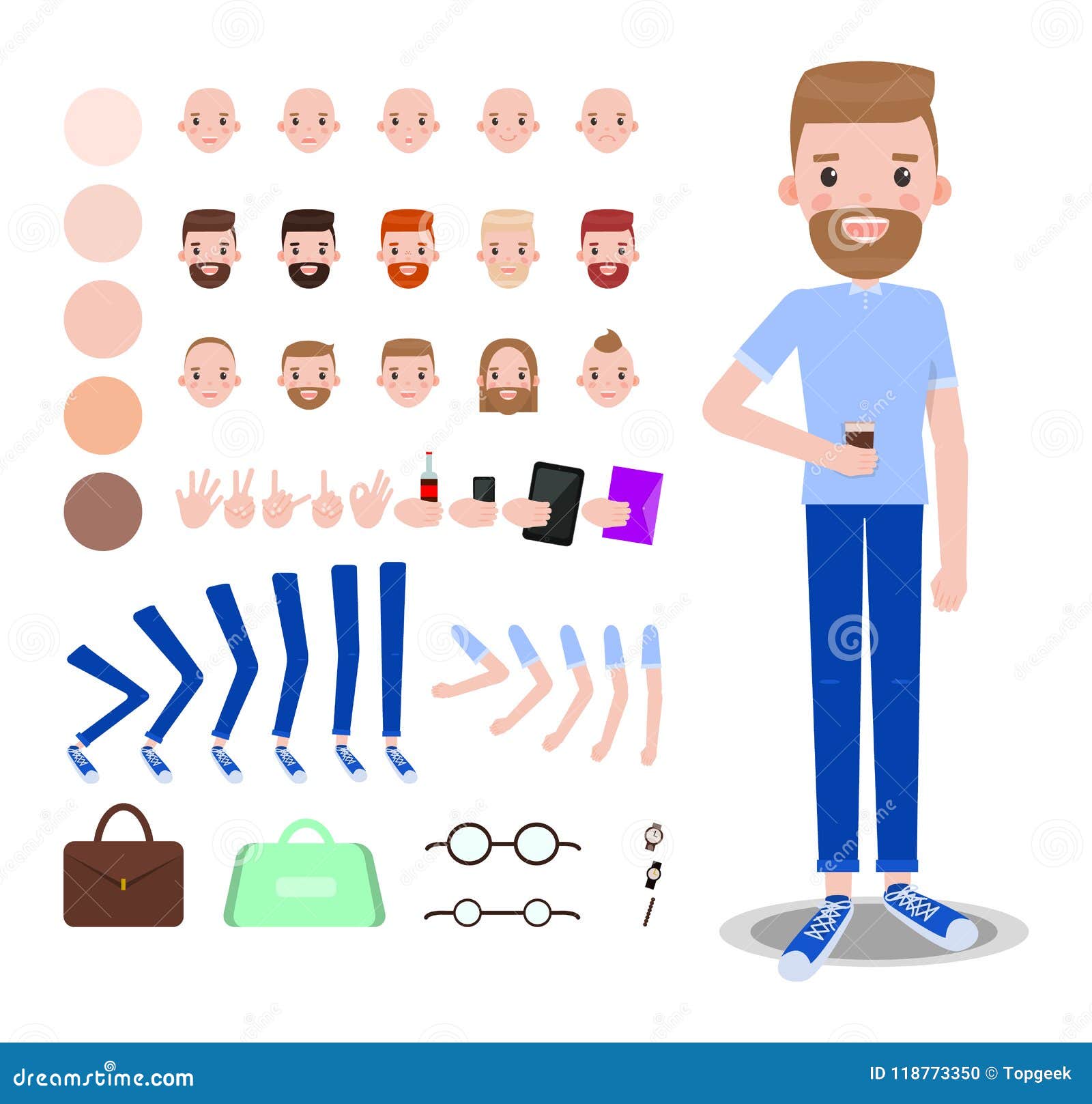 Character Builder Collection Vector Illustration Stock Vector ...