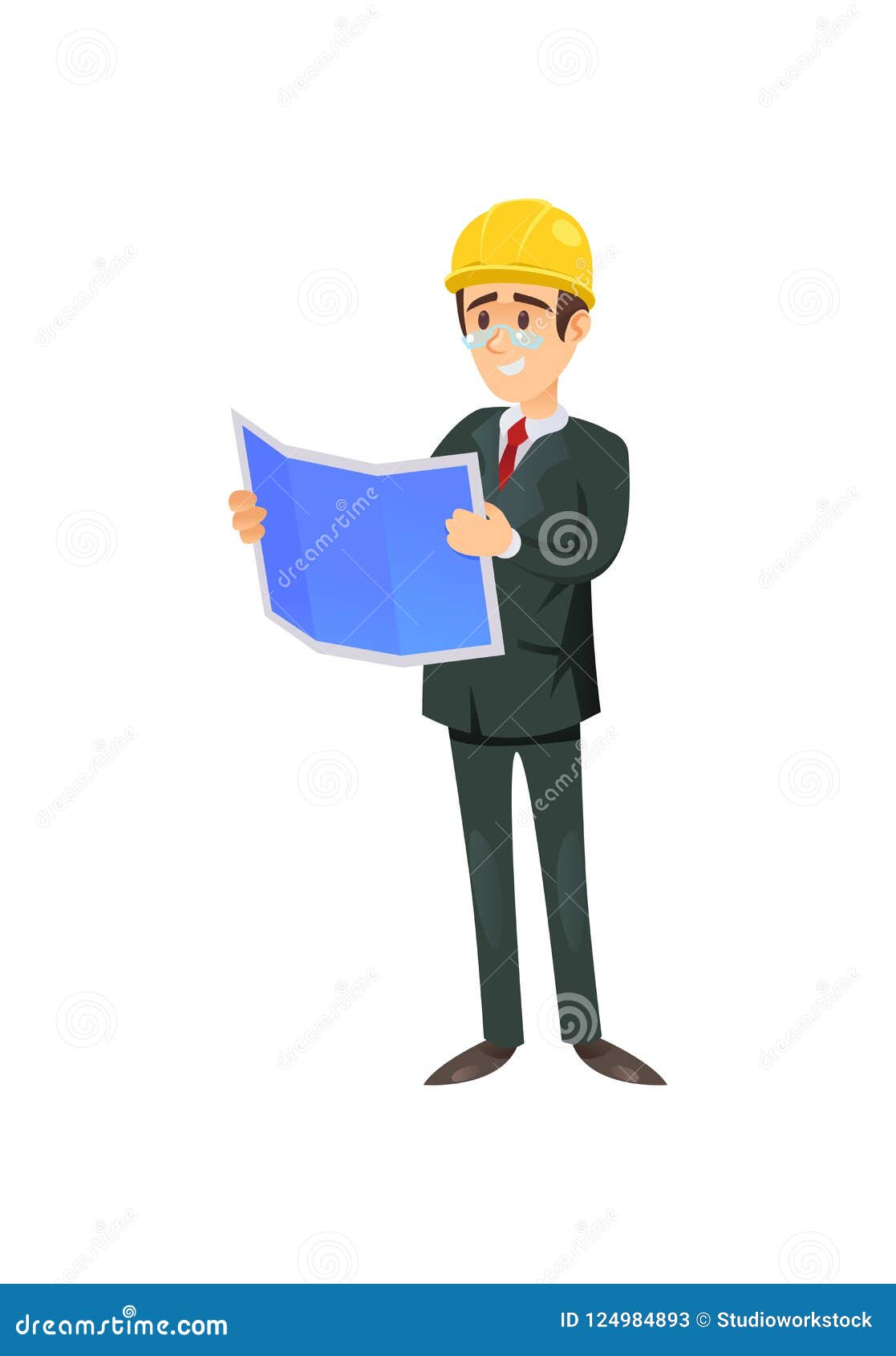 Project Owner Exploring Blueprint Stock Illustration - Illustration of ...