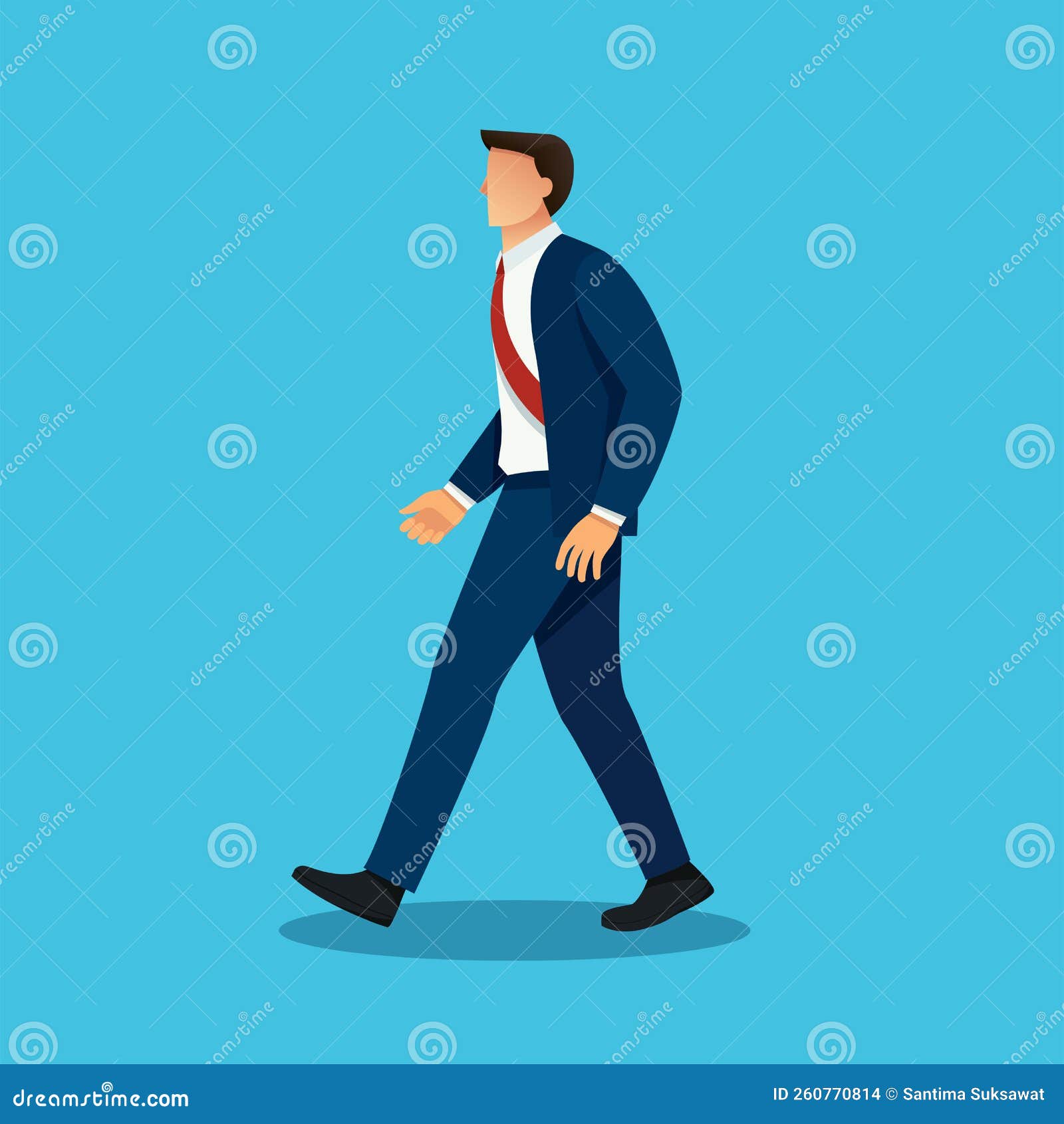 Character Businessman Walking Vector Illustration Stock Vector ...