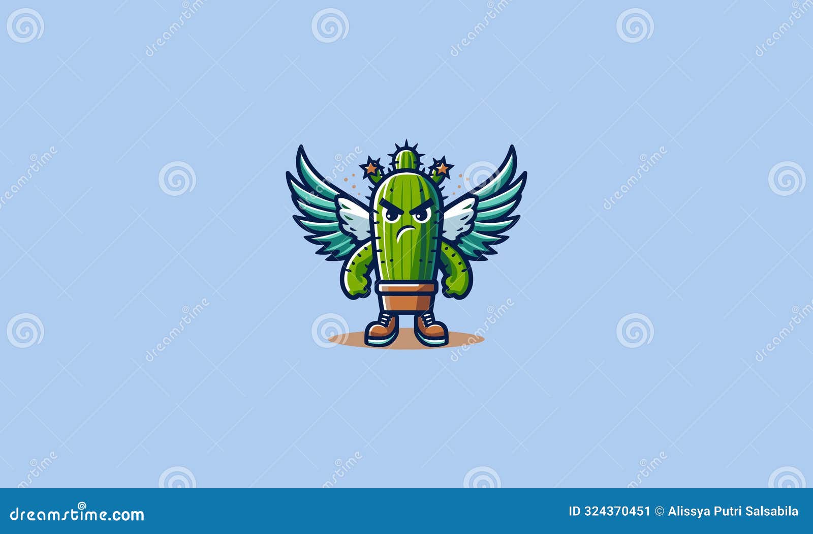 Character Cactus Green Angry with Wings Vector Logo Design Stock Vector ...