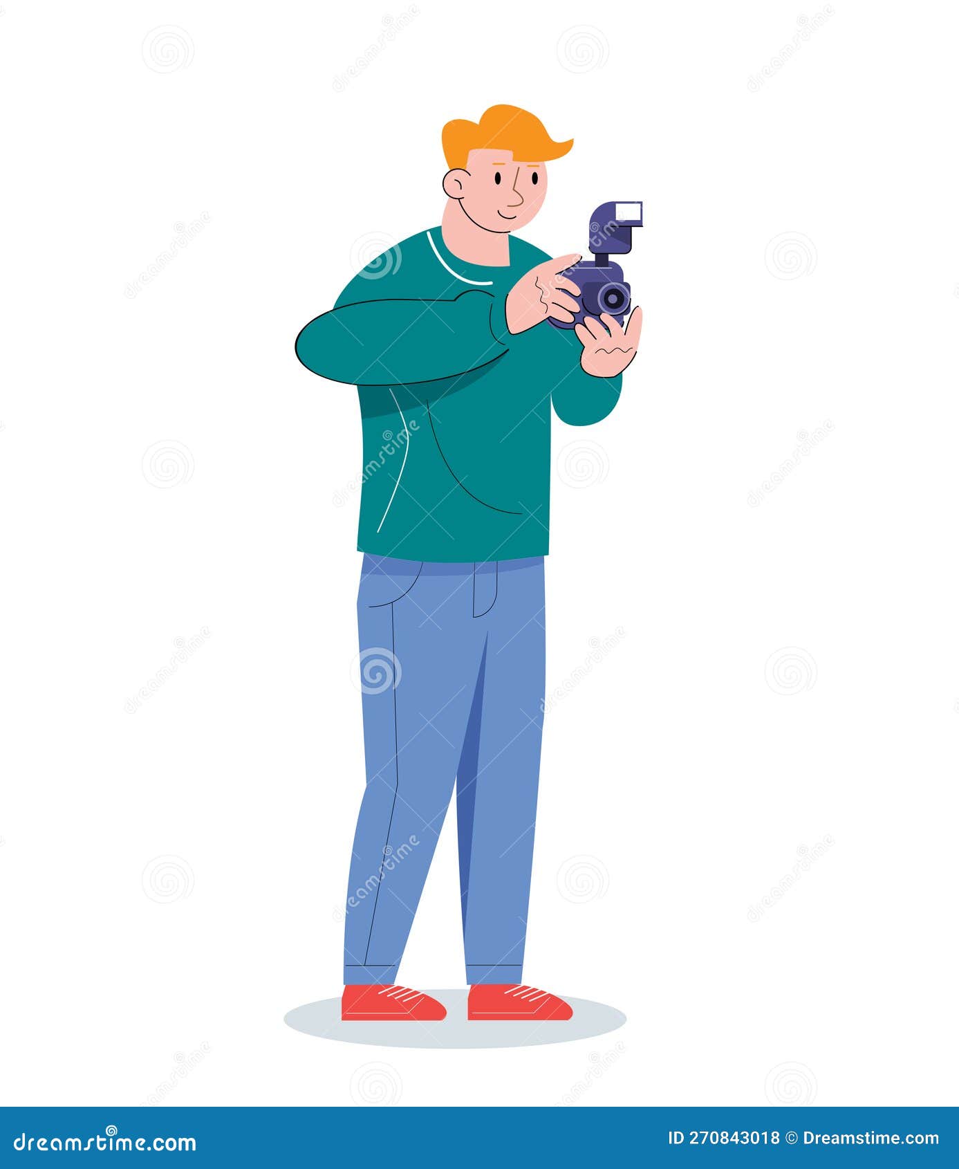 Character with Camera Take a Photo Vector Illustration Stock Vector ...