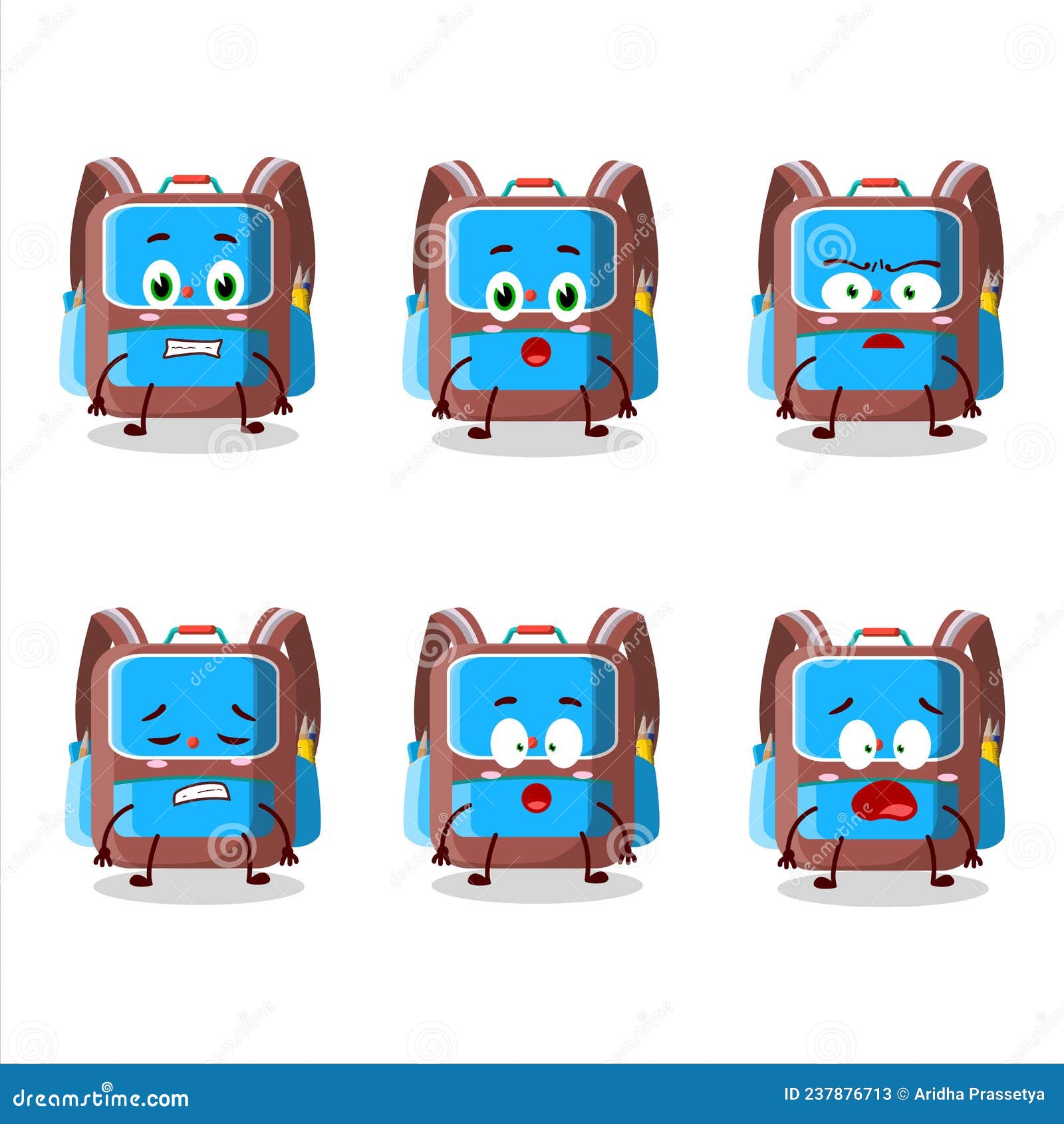 Character Cartoon of Backpack Children with Scared Expression Stock ...