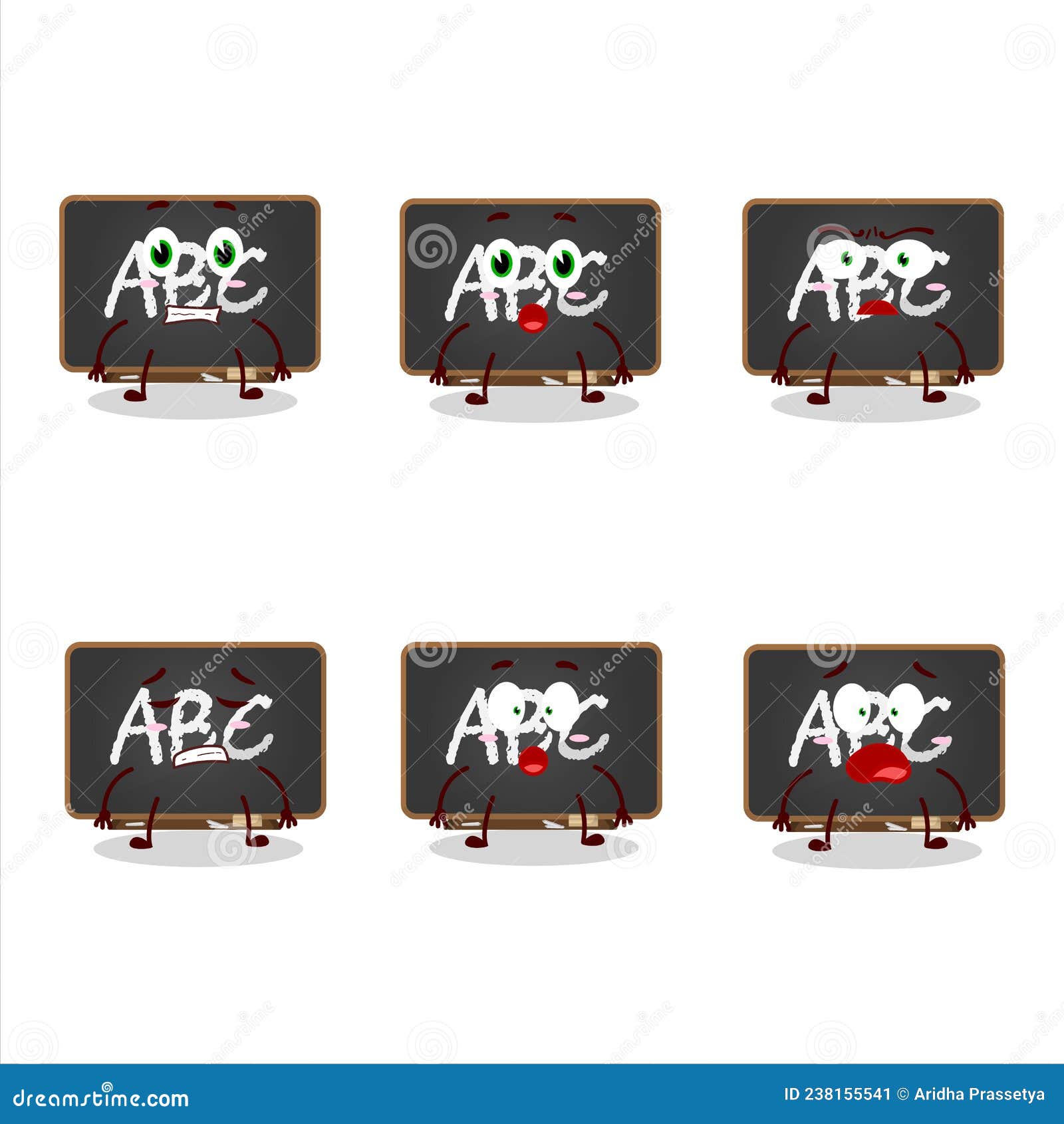 Character Cartoon of Chalkboard with Scared Expression Stock Vector ...