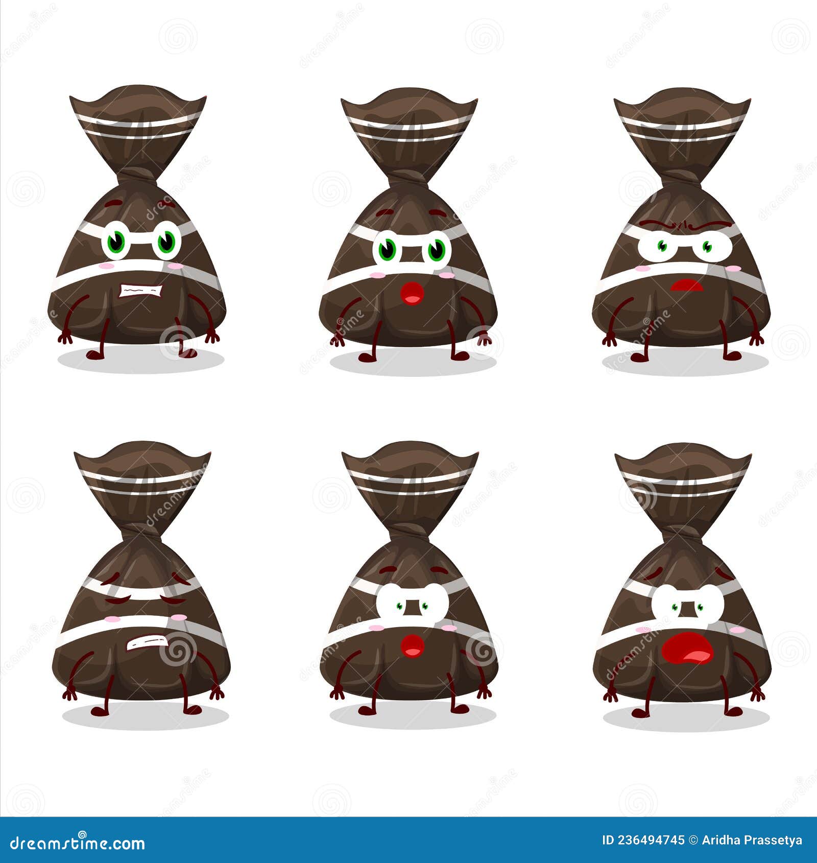 Character Cartoon of Chocolate Candy Wrappers with Scared Expression ...