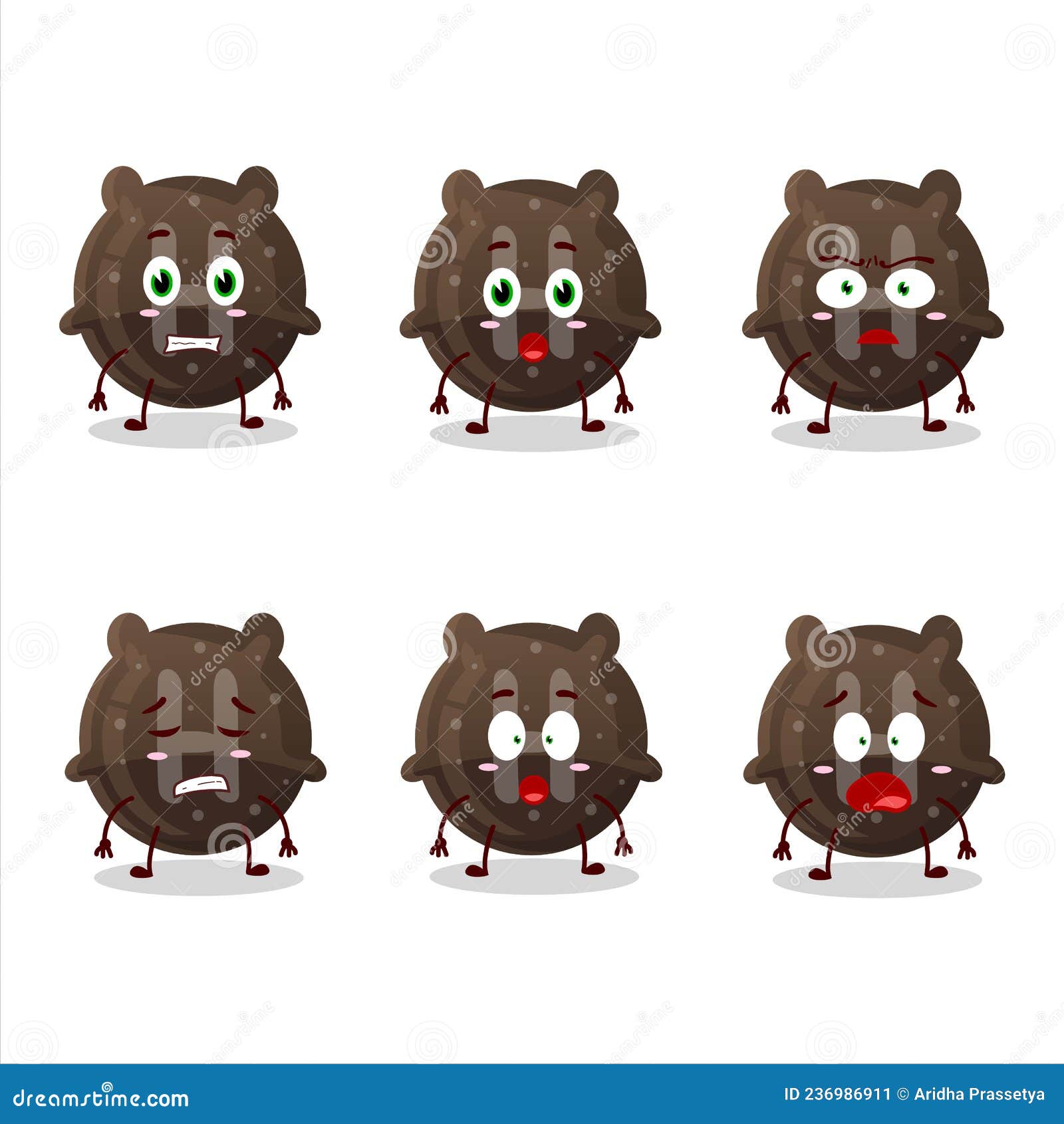 Character Cartoon of Chocolate Gummy Candy H with Scared Expression ...