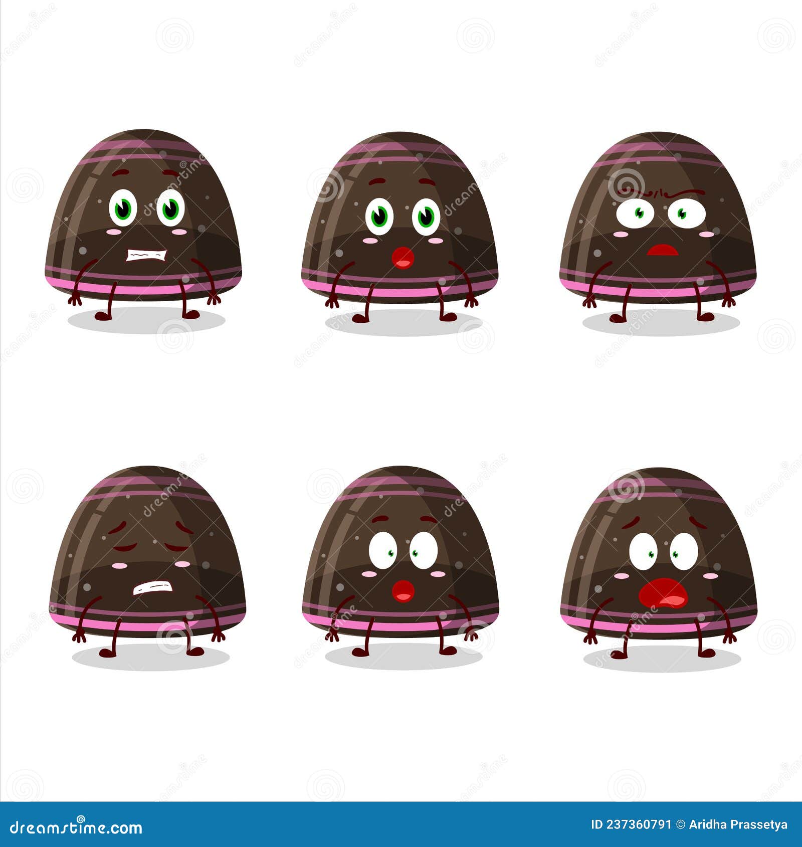 Character Cartoon of Chocolate Jelly Gummy Candy with Scared Expression ...