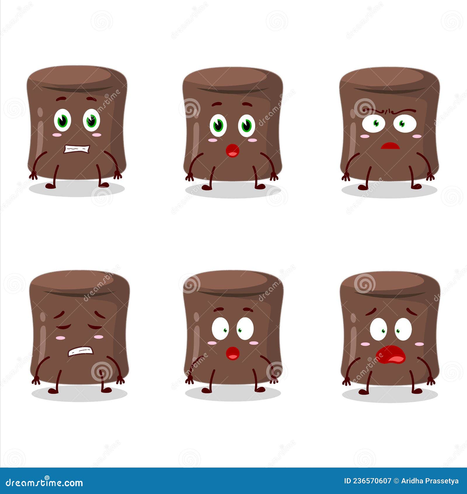 Character Cartoon of Chocolate Marshmallow with Scared Expression Stock ...