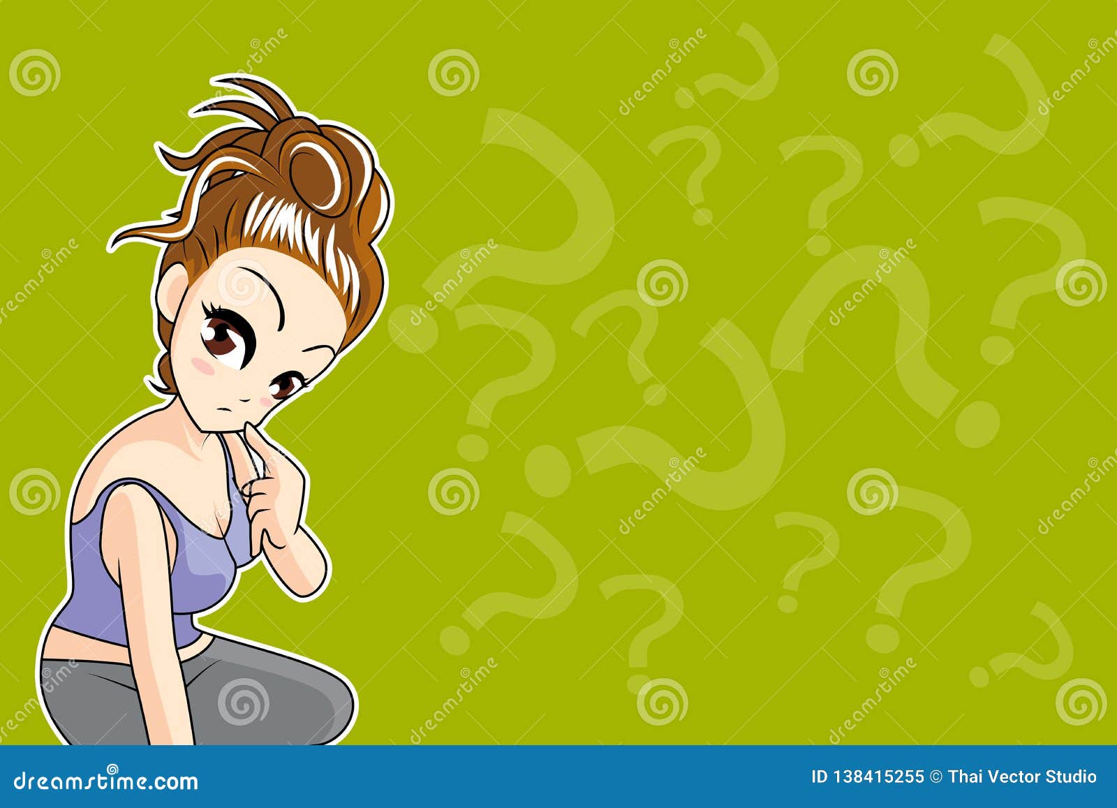 Character Cartoon Doubt Girl Stock Illustration - Illustration of ...