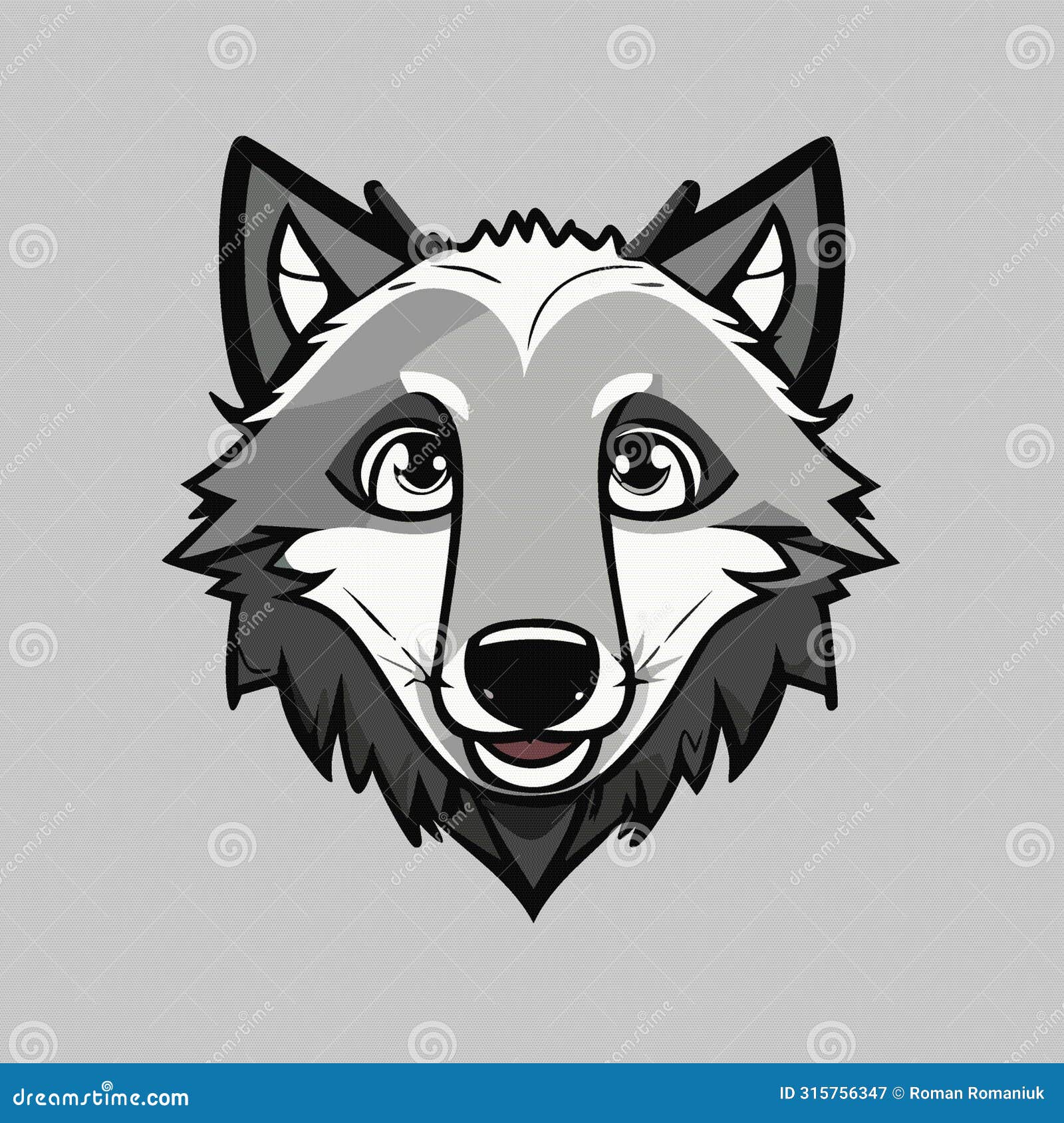 Character Cartoon Funny Head of Wolf, Vector Illustration 10 Eps Stock ...