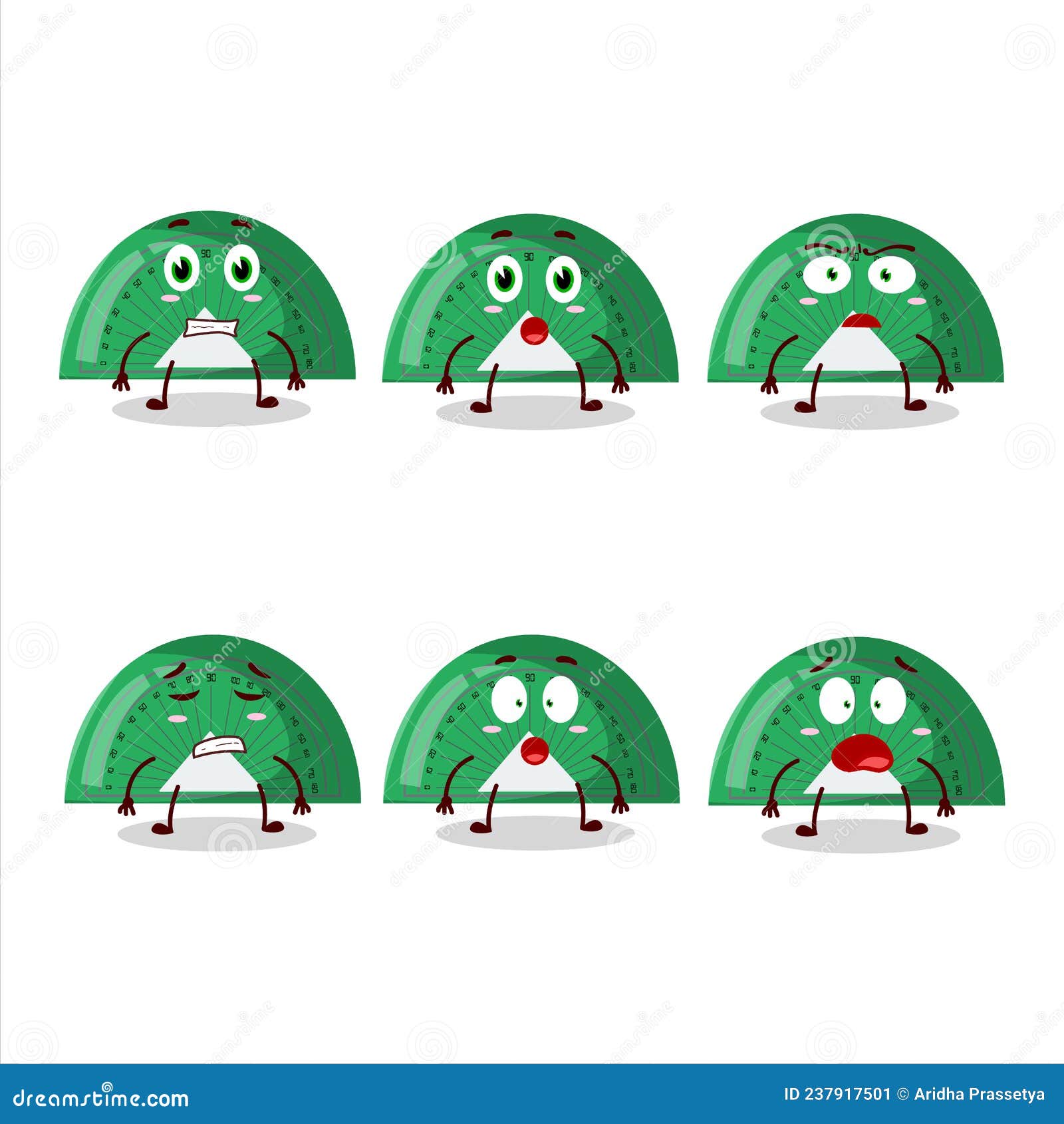 Character Cartoon of Green Arc Ruler with Scared Expression Stock ...
