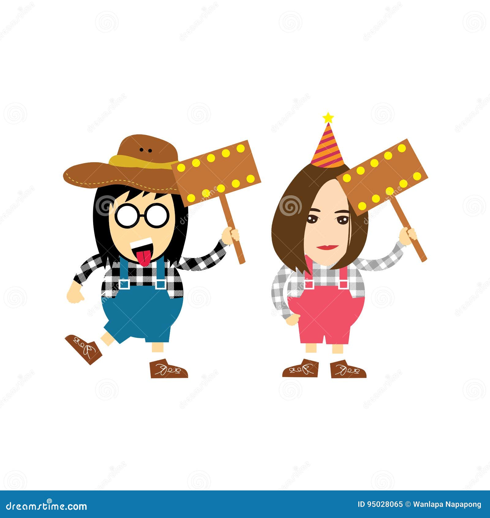 Character Cartoon Holding an Empty Sign Stock Vector - Illustration of ...