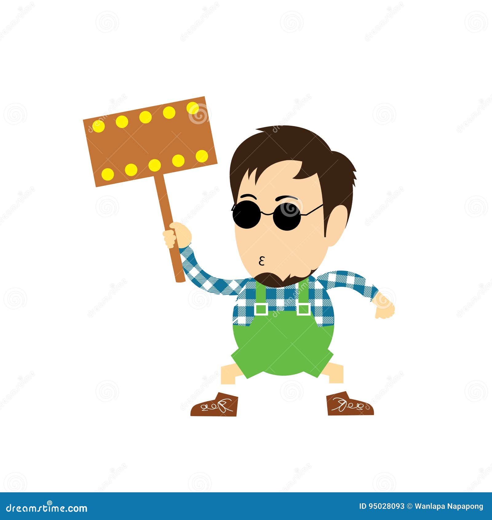 Character Cartoon Holding an Empty Sign Stock Vector - Illustration of ...