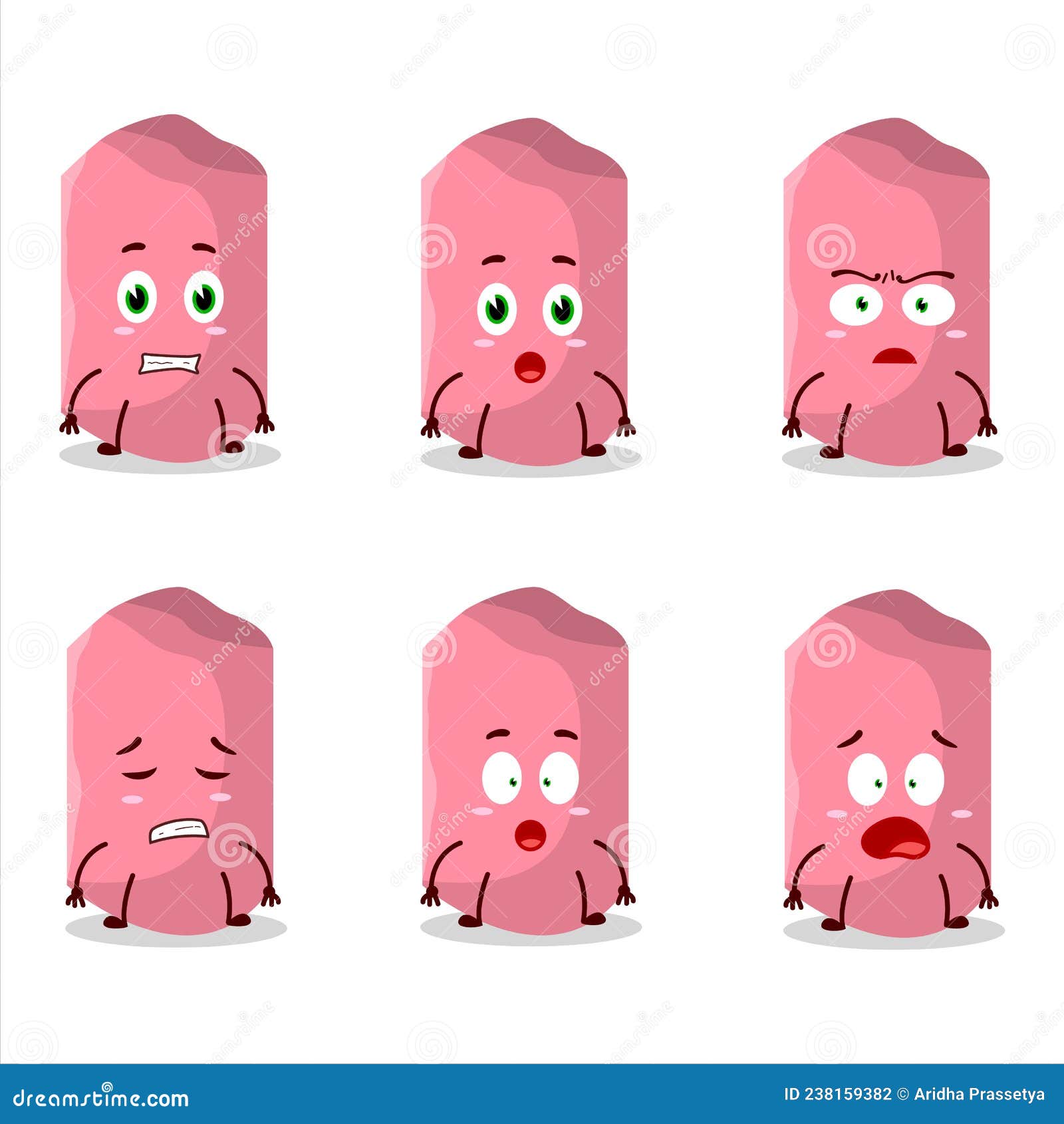 Character Cartoon of Pink Chalk with Scared Expression Stock Vector ...
