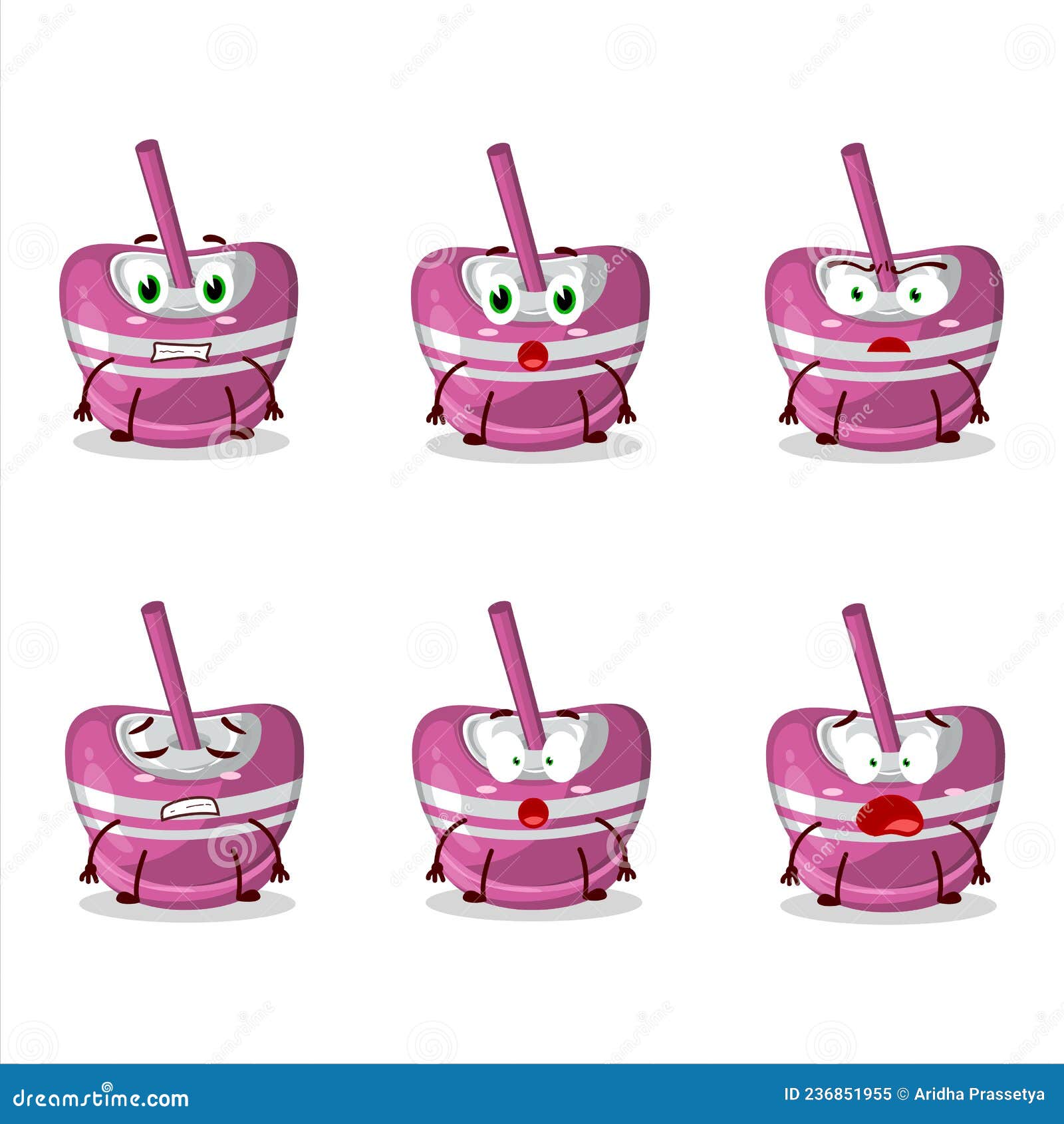 Character Cartoon of Pink Sugar Candy with Scared Expression Stock ...