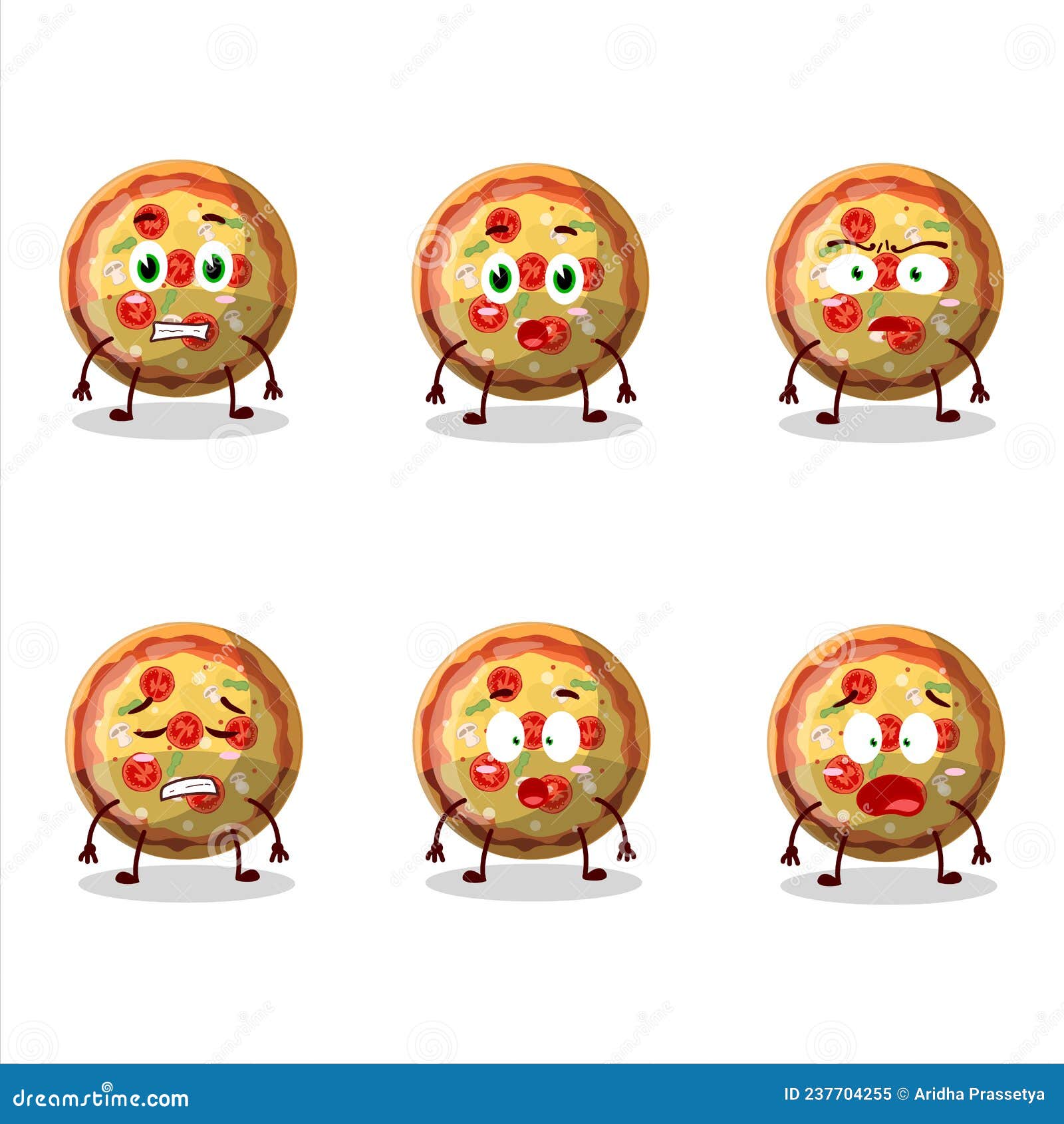 Character Cartoon of Pizza Gummy Candy with Scared Expression Stock ...